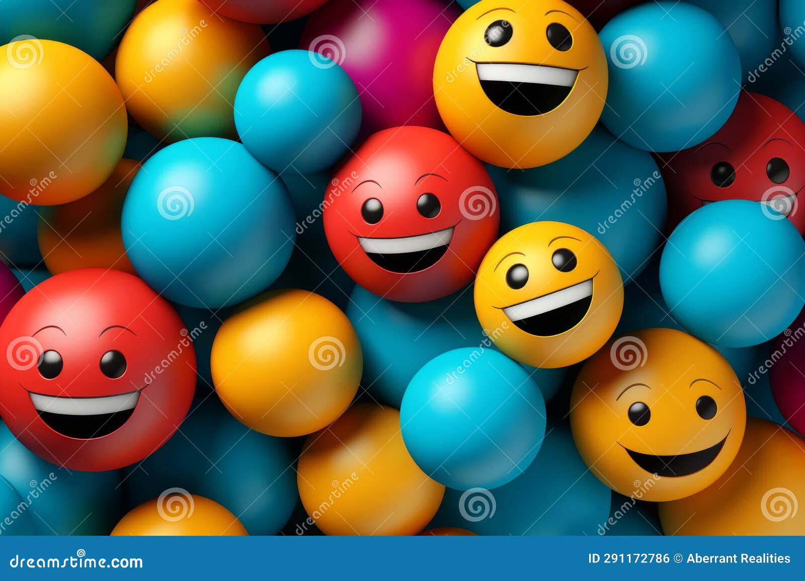 A Group of Colorful Balls with Smiley Faces on Them Stock Illustration ...