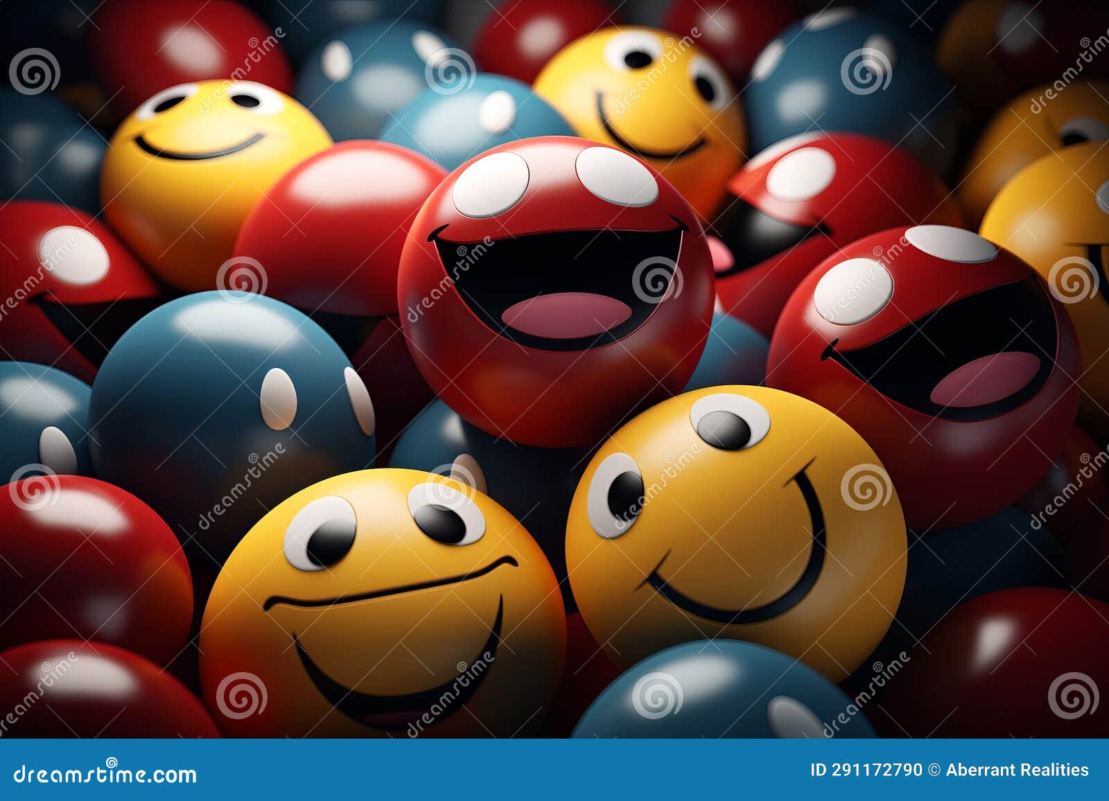A Group of Colorful Balls with Smiley Faces on Them Stock Illustration ...