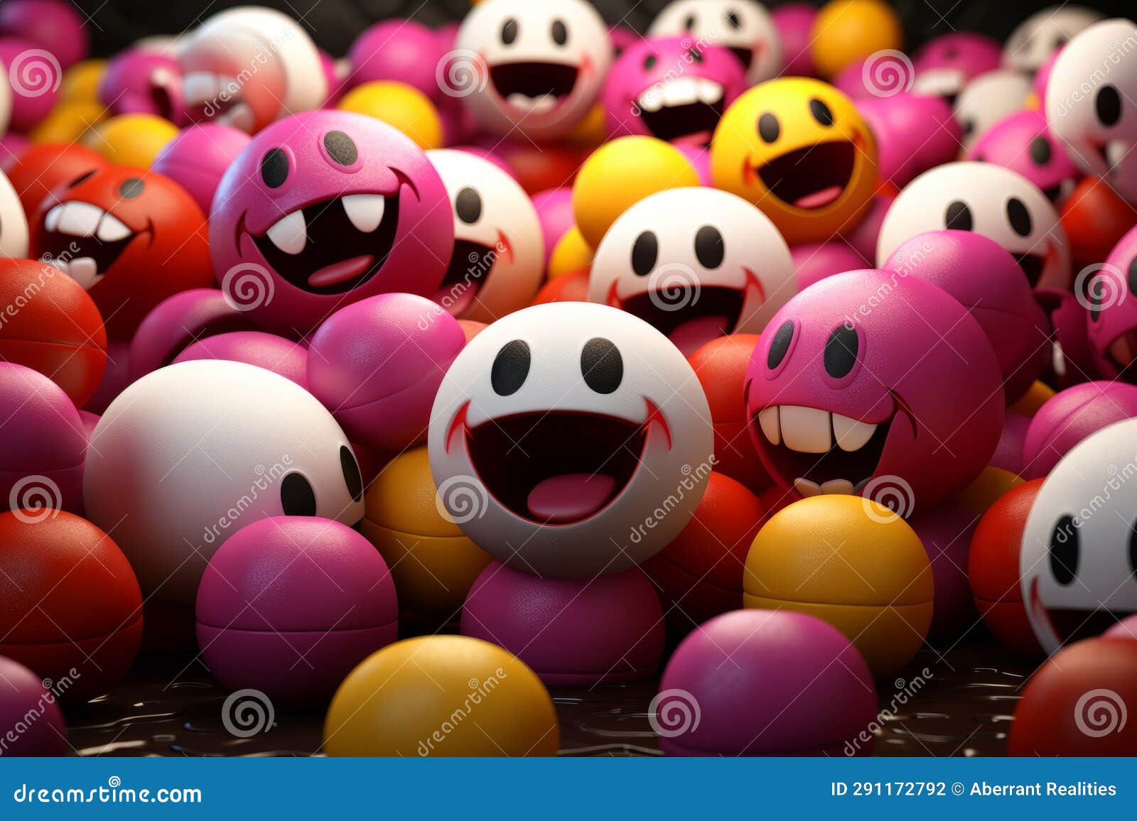 A Group of Colorful Balls with Smiling Faces Stock Illustration ...