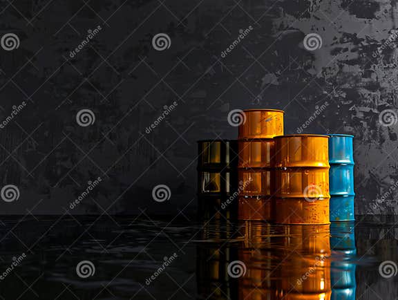 A Group of Colorful Barrels Sitting on Top of a Table Stock Photo ...