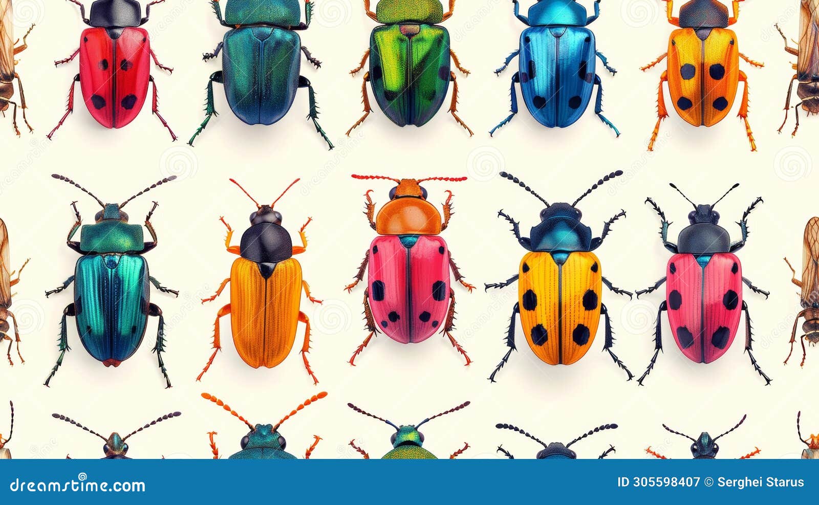 A Group of Colorful Beetles are Shown in this Pattern, AI Stock Image ...