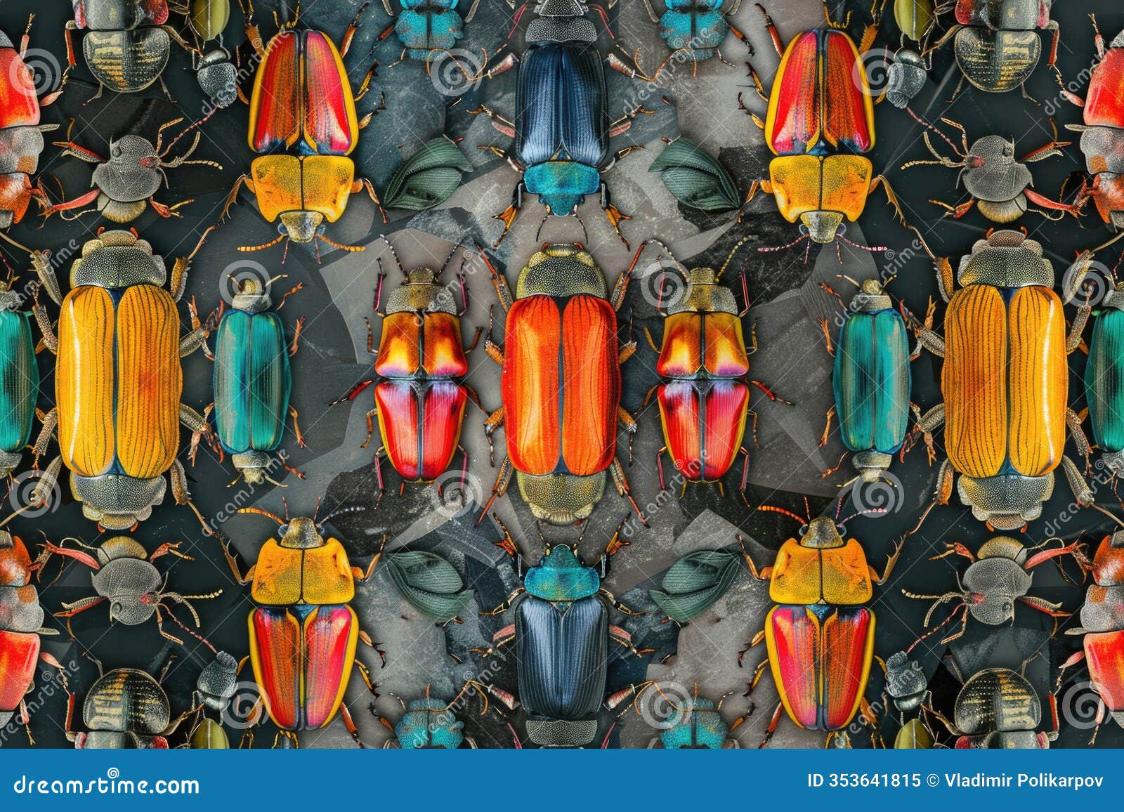 Group of Colorful Bugs on Black Surface, Perfect for Educational ...