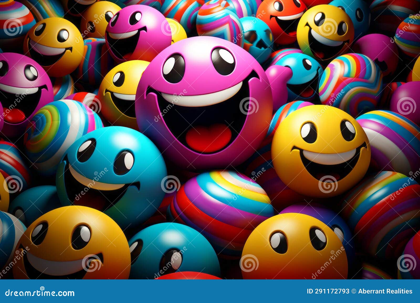 A Group of Colorful Candy Balls with a Smiley Face Stock Illustration ...