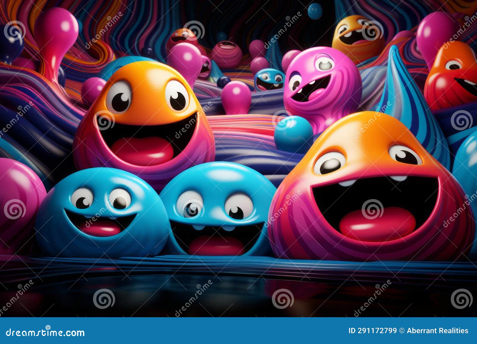 A Group of Colorful Cartoon Characters are in Front of a Black ...