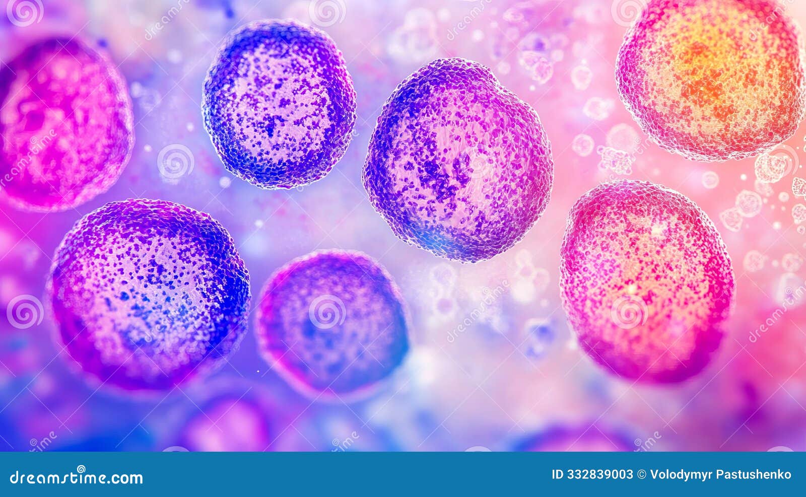 A Group of Colorful Cells in a Microscope Stock Image - Image of small ...