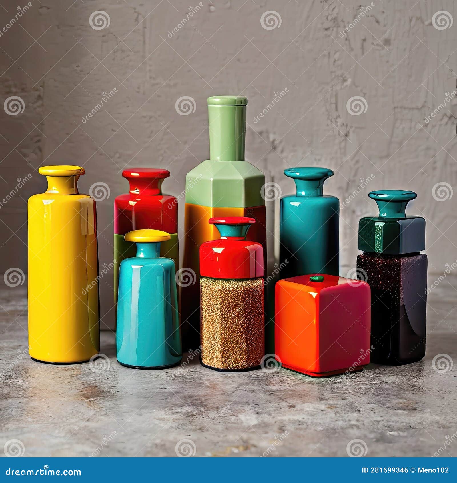 A Group of Colorful Containers Stock Illustration - Illustration of ...