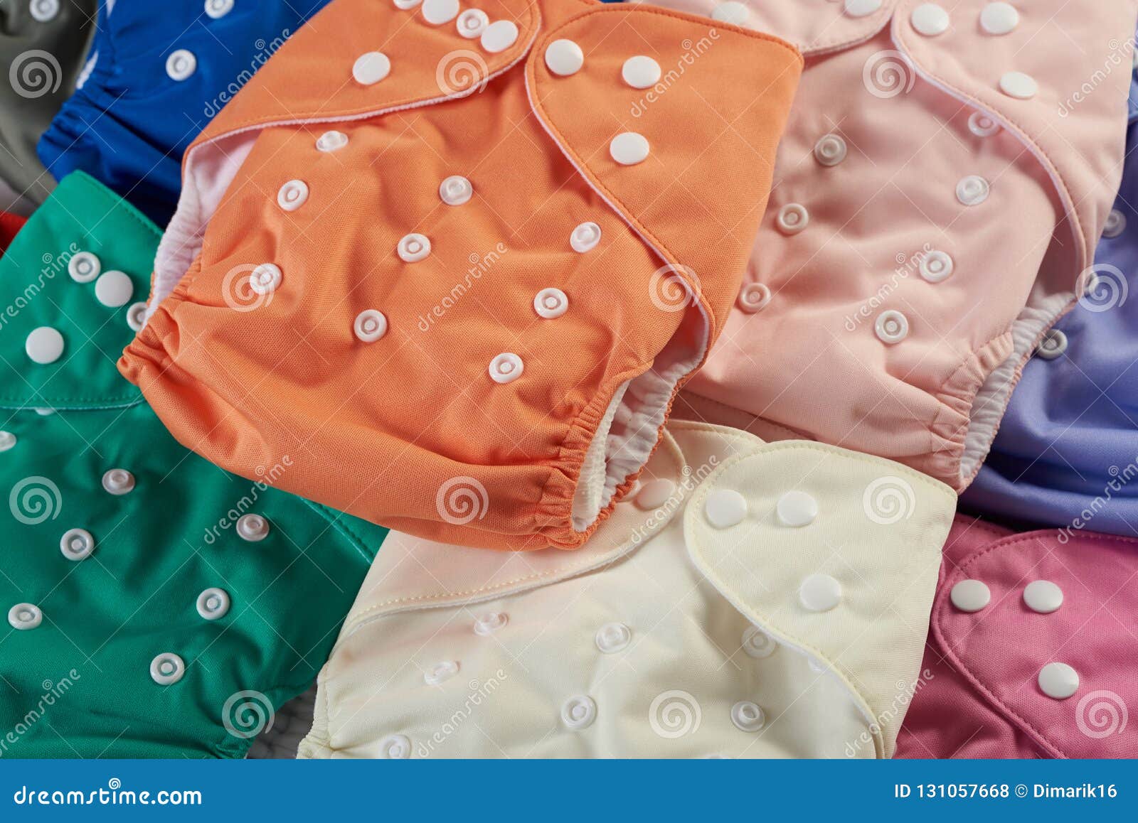 Group of colorful diapers stock photo. Image of protection - 131057668