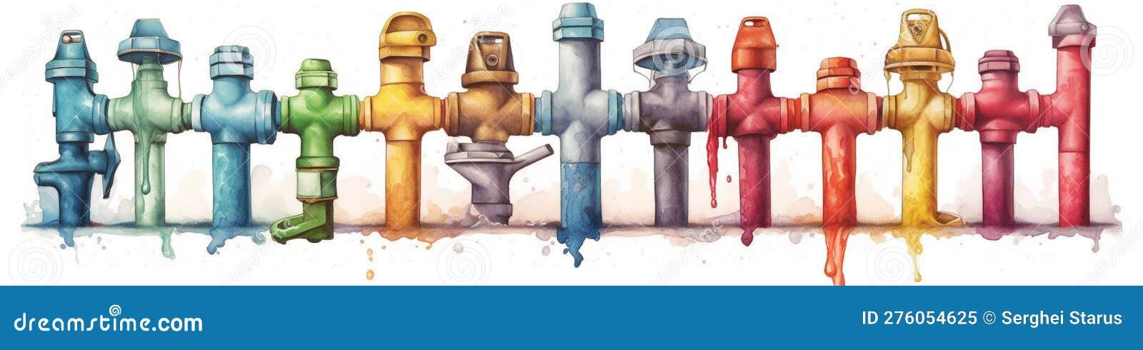 A Group of Colorful Fire Hydrants Painted in Different Colors. AI ...
