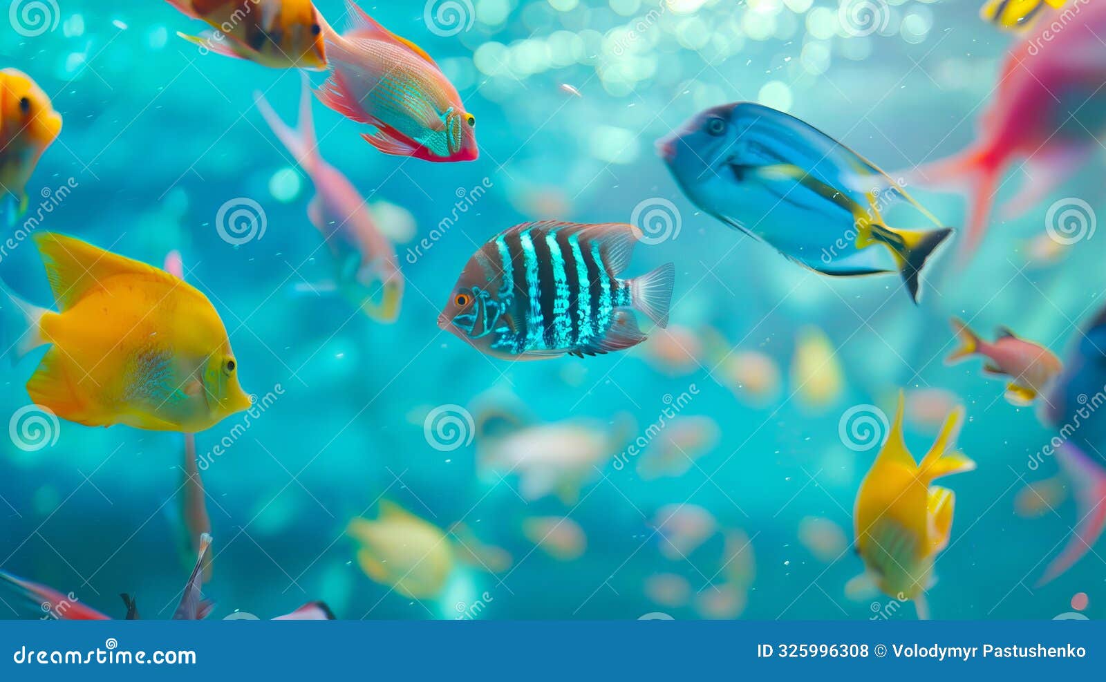 A Group of Colorful Fish Swimming in an Aquarium Stock Photo - Image of ...