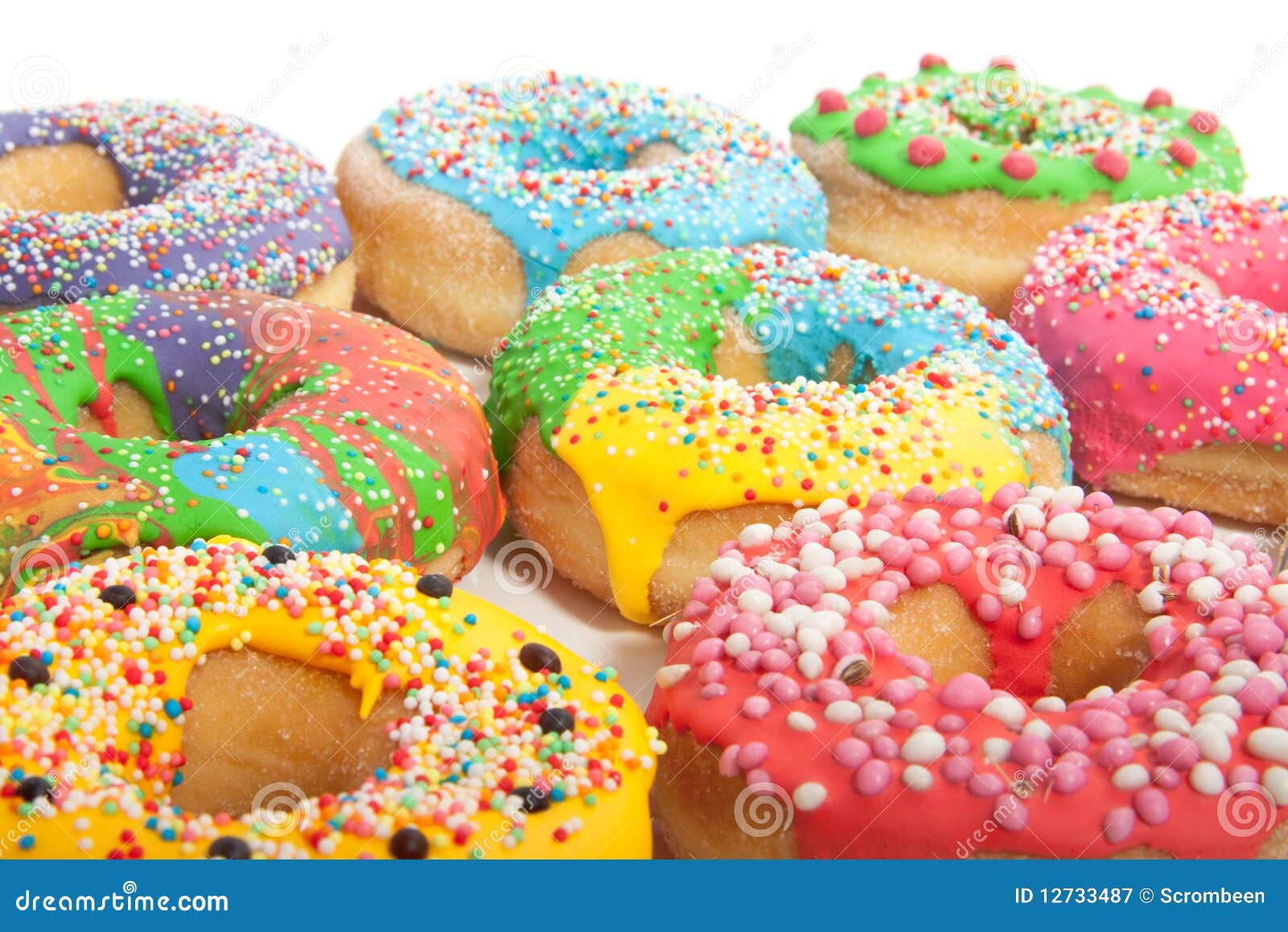 A Group of Colorful Glazed Donuts Stock Image - Image of pastry, good ...