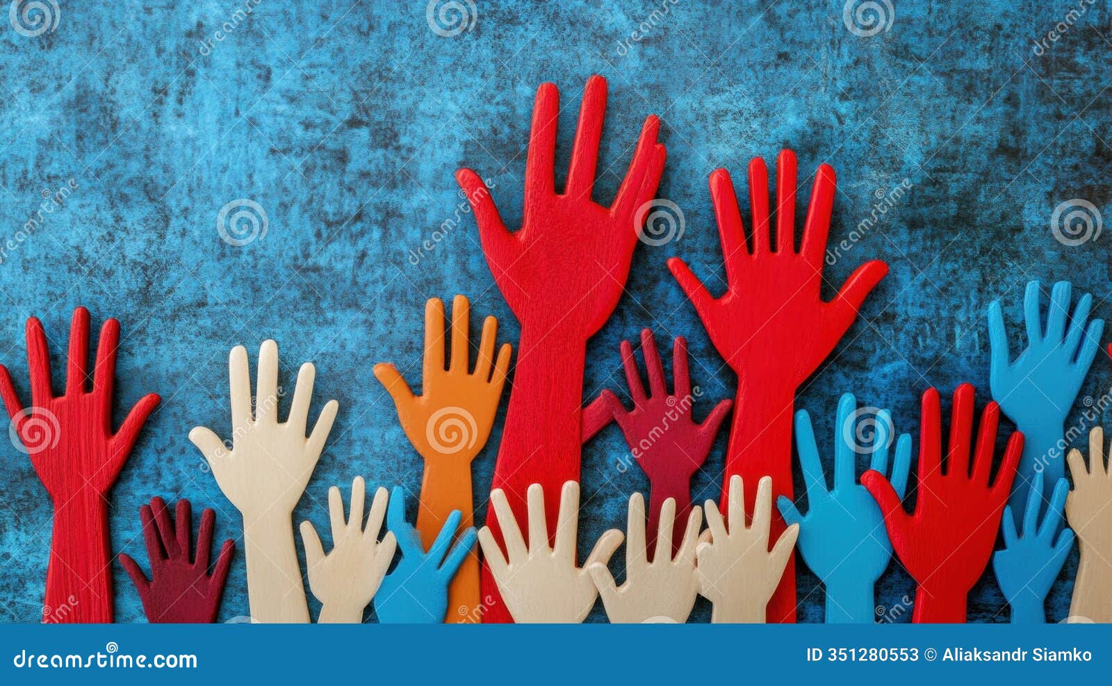 A Group of Colorful Hands Reaching Up Stock Illustration - Illustration ...