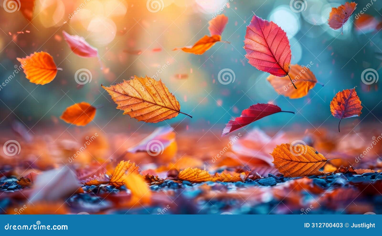 A Group of Colorful Leaves Falling from a Tree in Autumn Signaling the ...