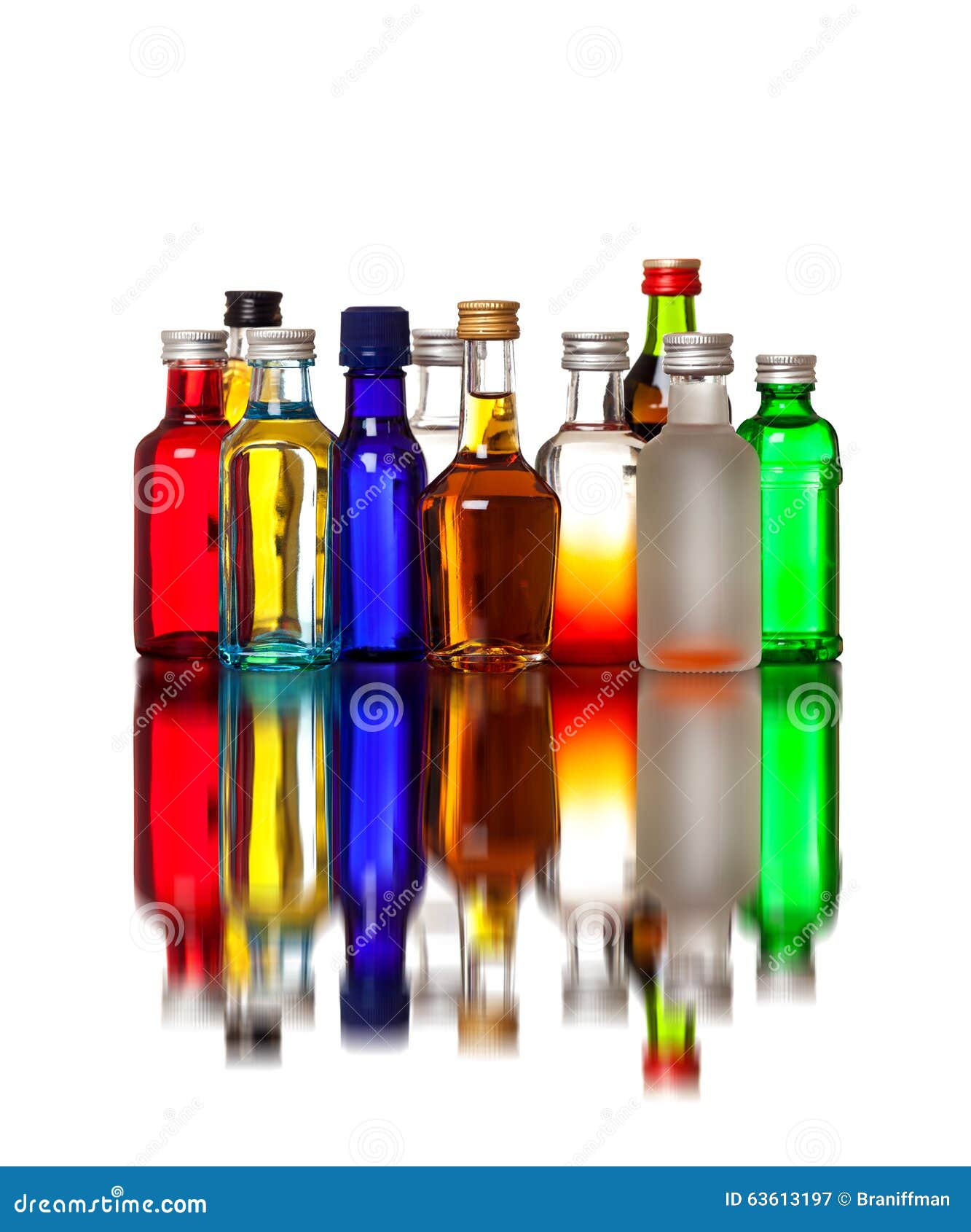 Group of Colorful Little Bottles Stock Image - Image of cocktail ...