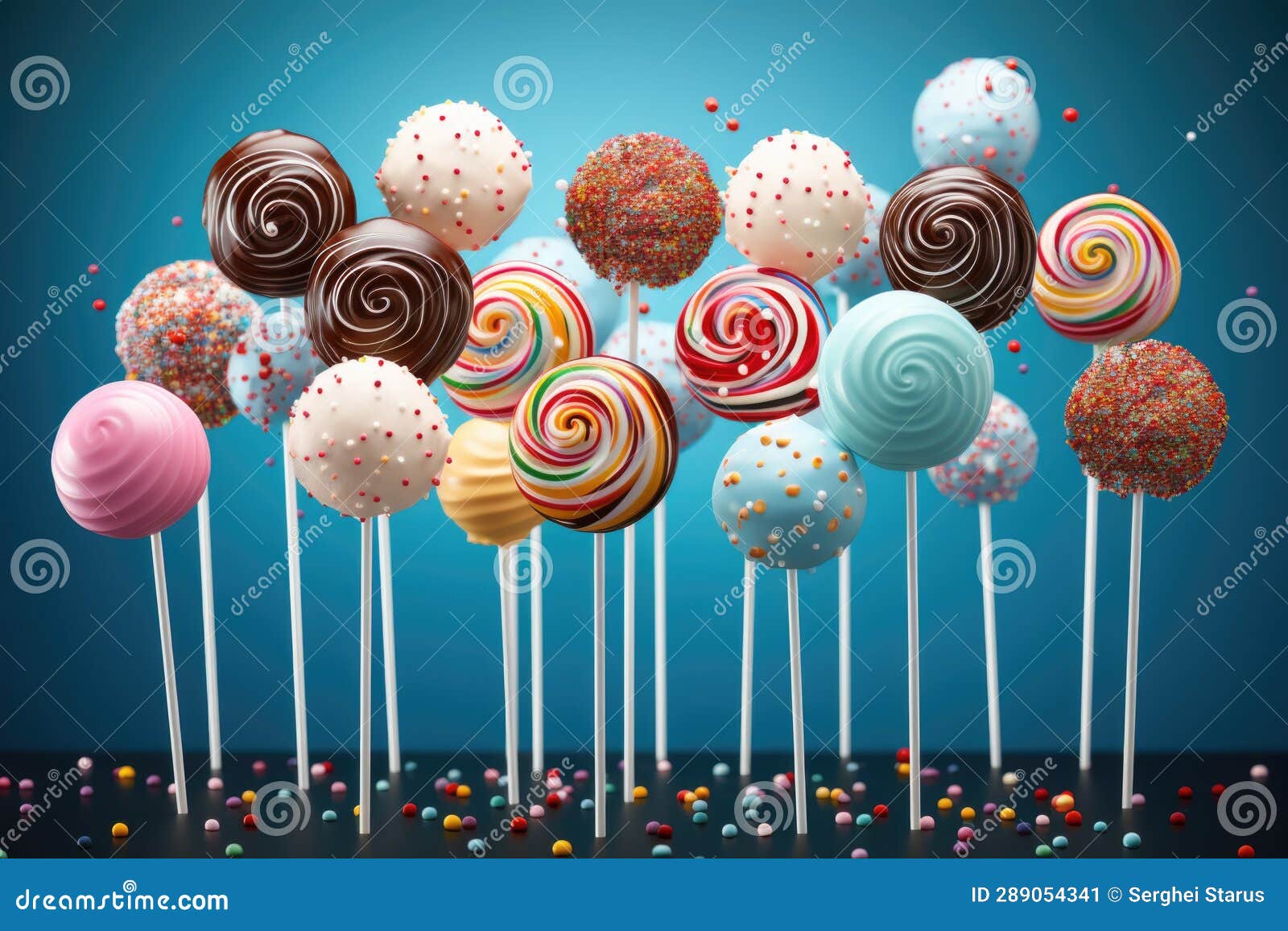 A Group of Colorful Lollipops on Sticks, AI Stock Illustration ...
