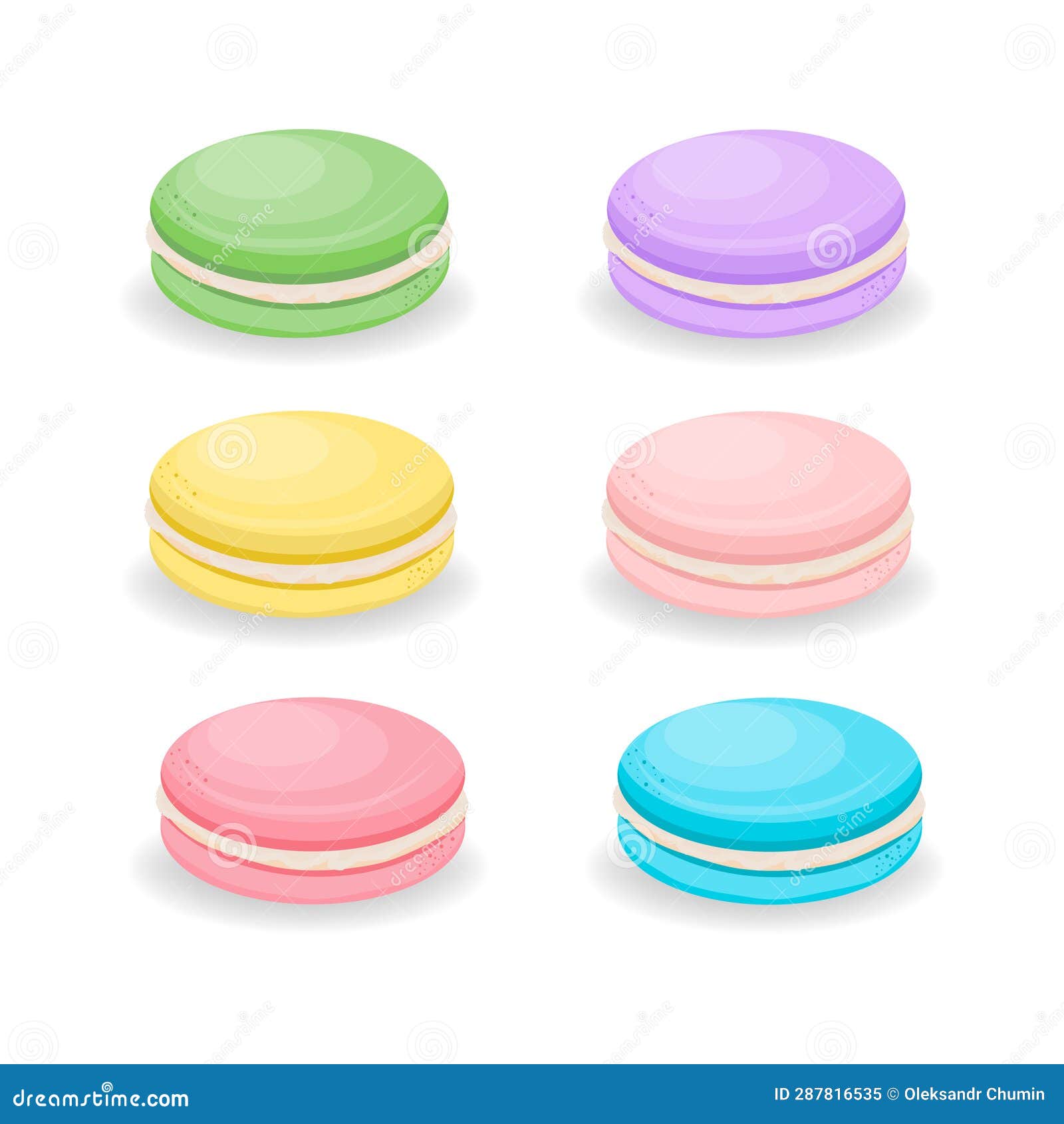 Group of Colorful Macaroons in Different Flavor Stock Vector ...