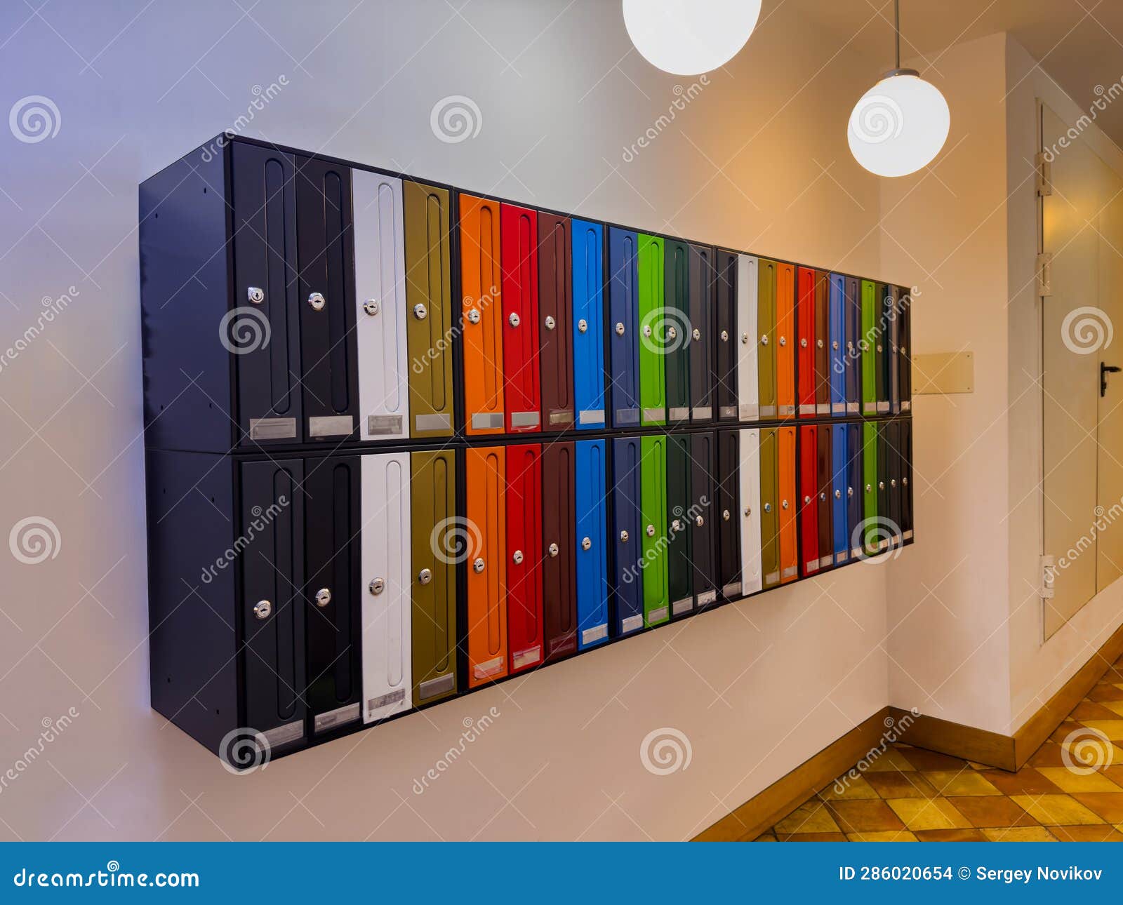 Group of Colorful Mail Boxes in Spanish Apartment S Building Stock ...