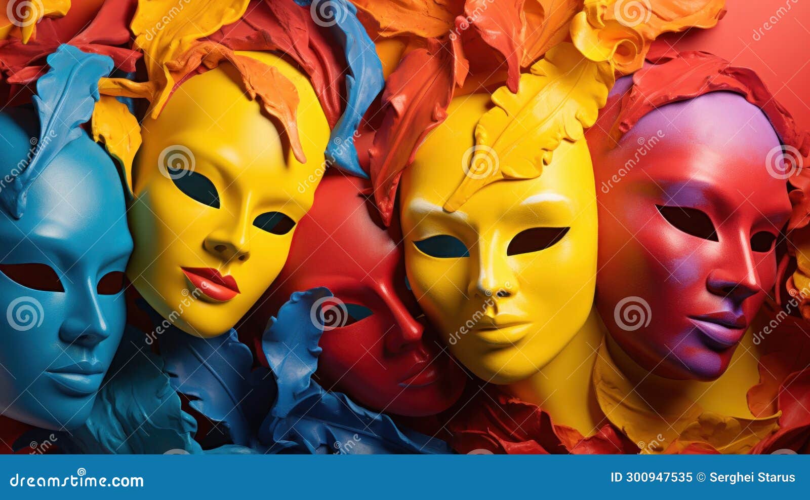 A Group of Colorful Masks are Arranged in a Circle, AI Stock Image ...