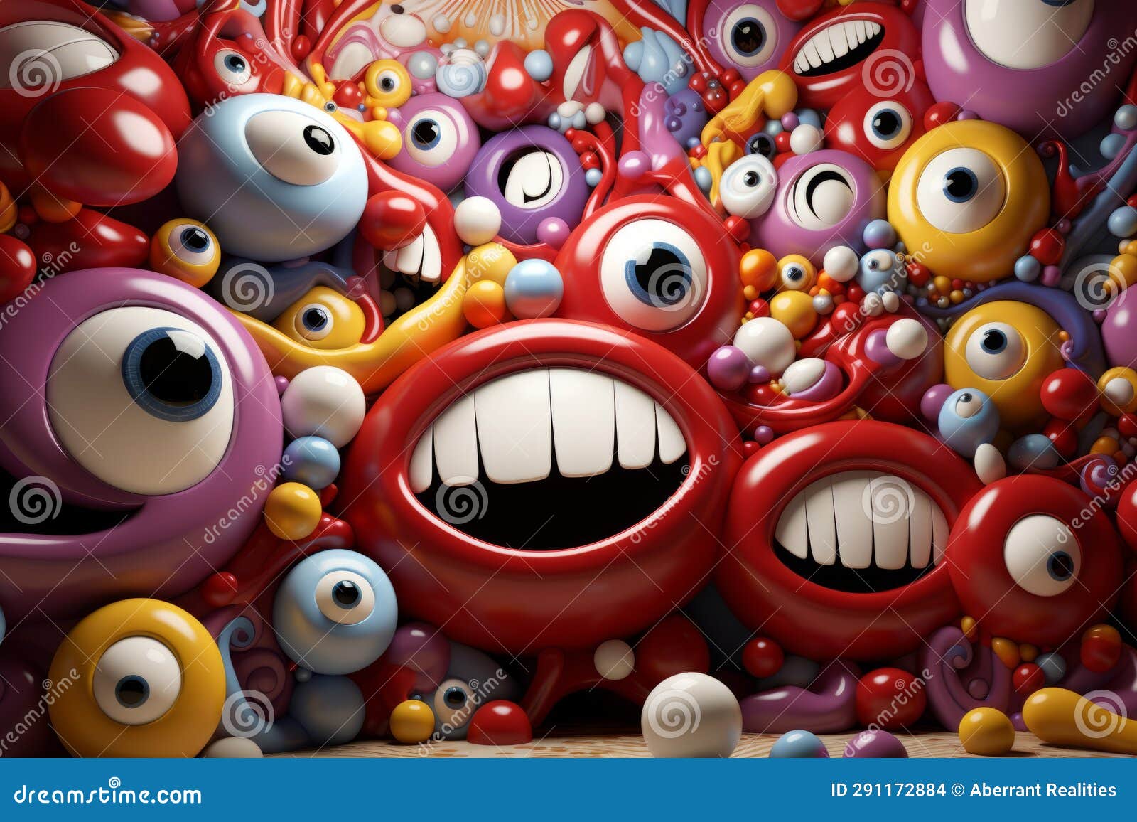A Group of Colorful Monsters with Eyes and Mouths Stock Illustration ...