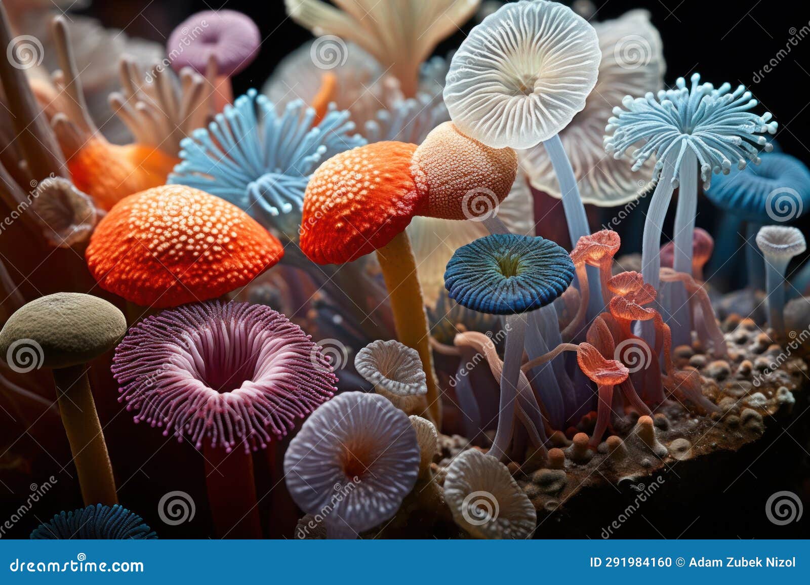 A Group of Colorful Mushrooms Stock Illustration - Illustration of ...