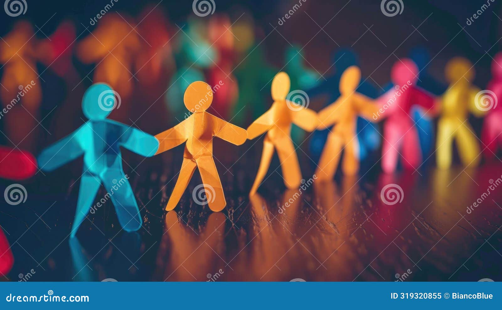 A Group of Colorful Paper People Holding Hands AIG535 Stock Image ...