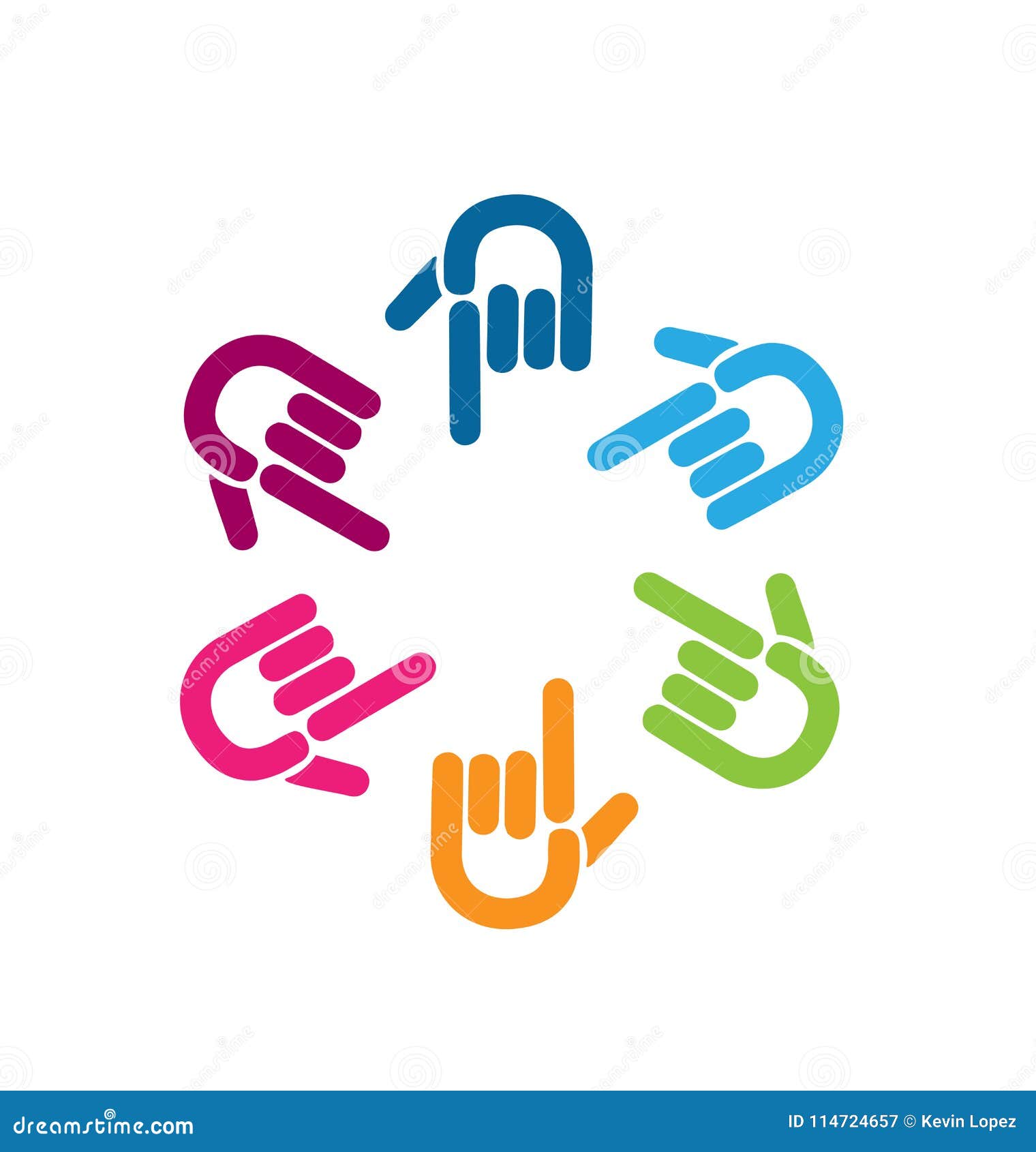 Teamwork Pointing Colorful Hands, Icon Logo Vector Stock Vector ...