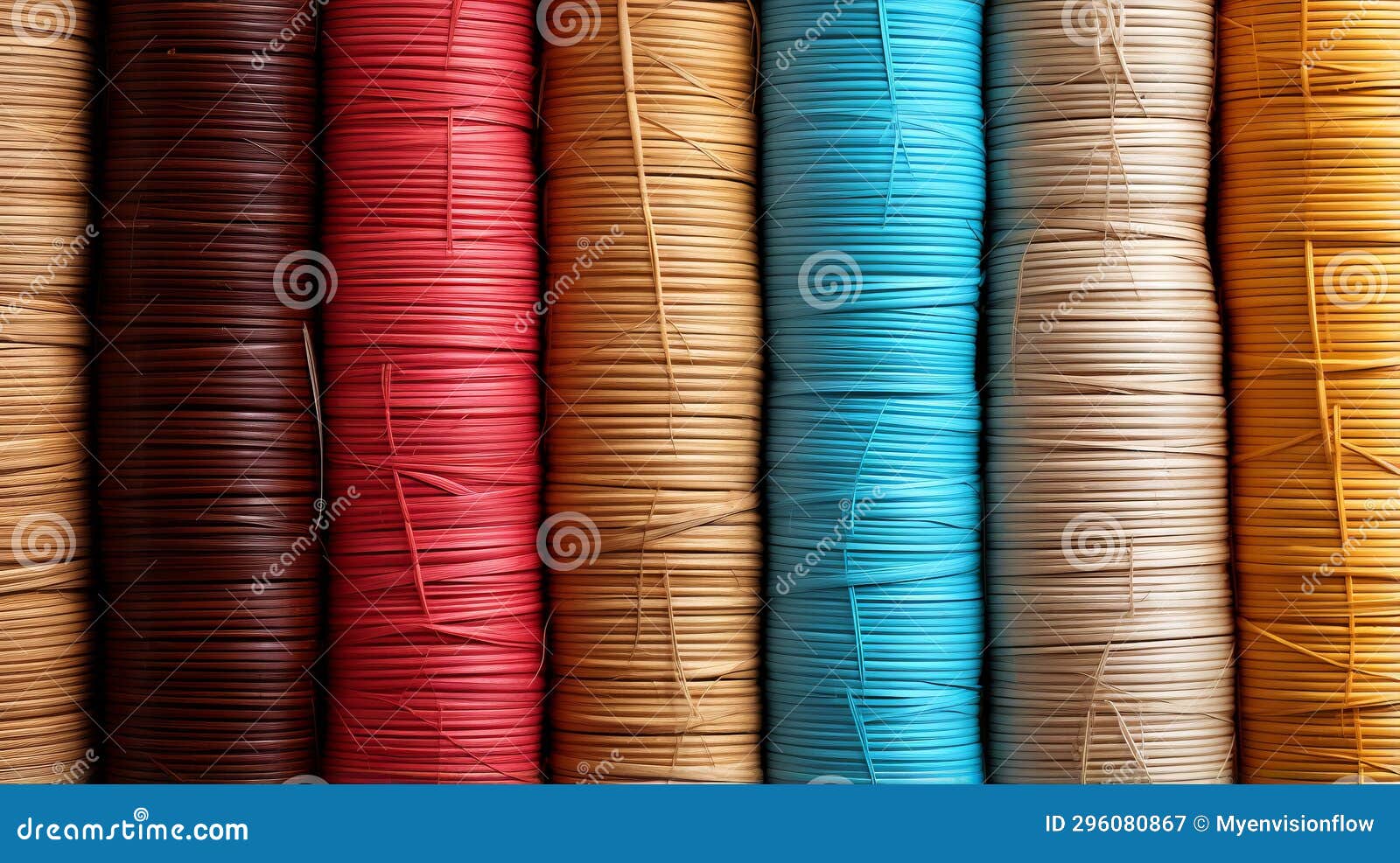A Group of Colorful Rolls of Plastic Stock Illustration - Illustration ...
