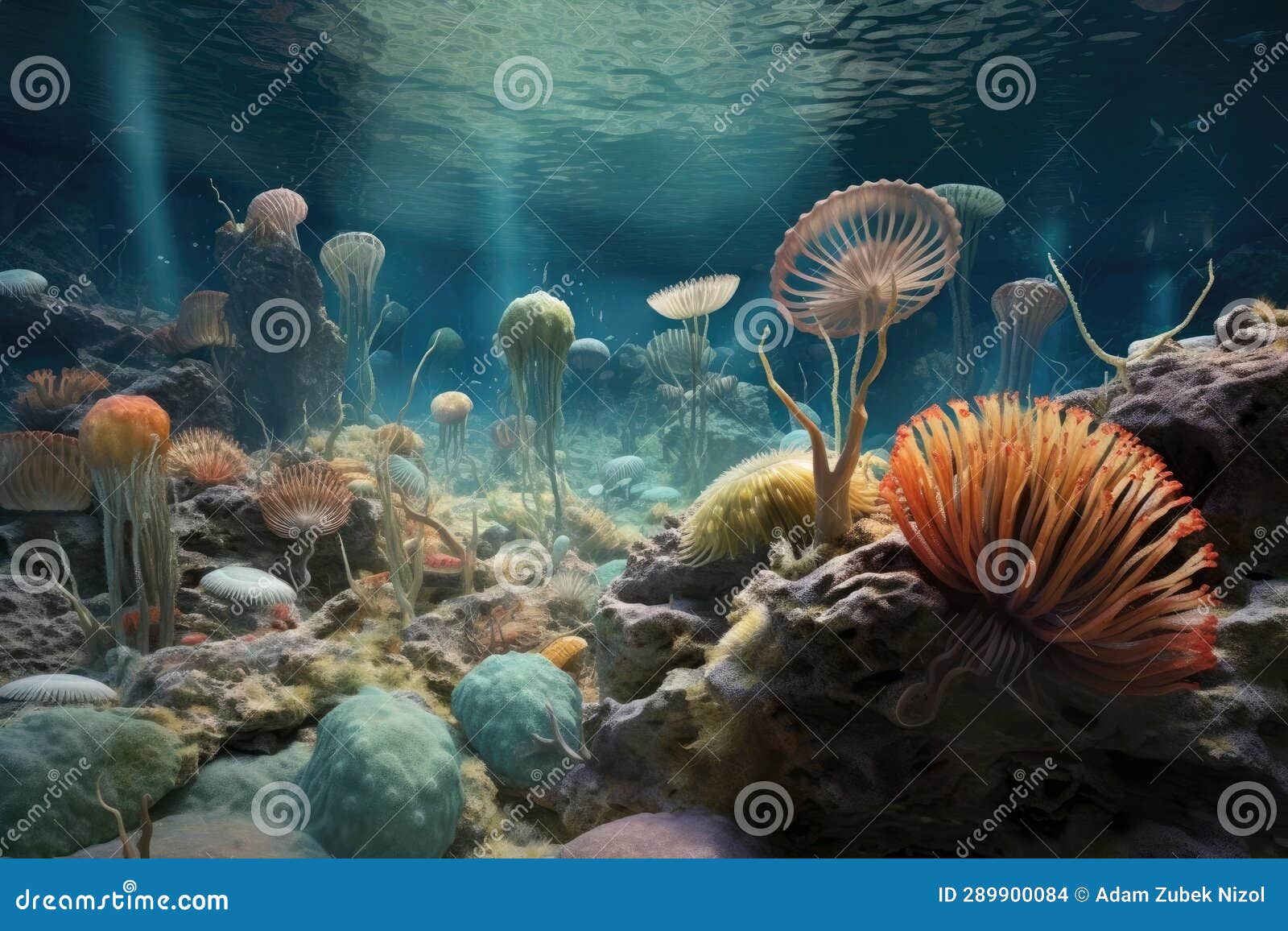 A Group of Colorful Sea Creatures Stock Illustration - Illustration of ...
