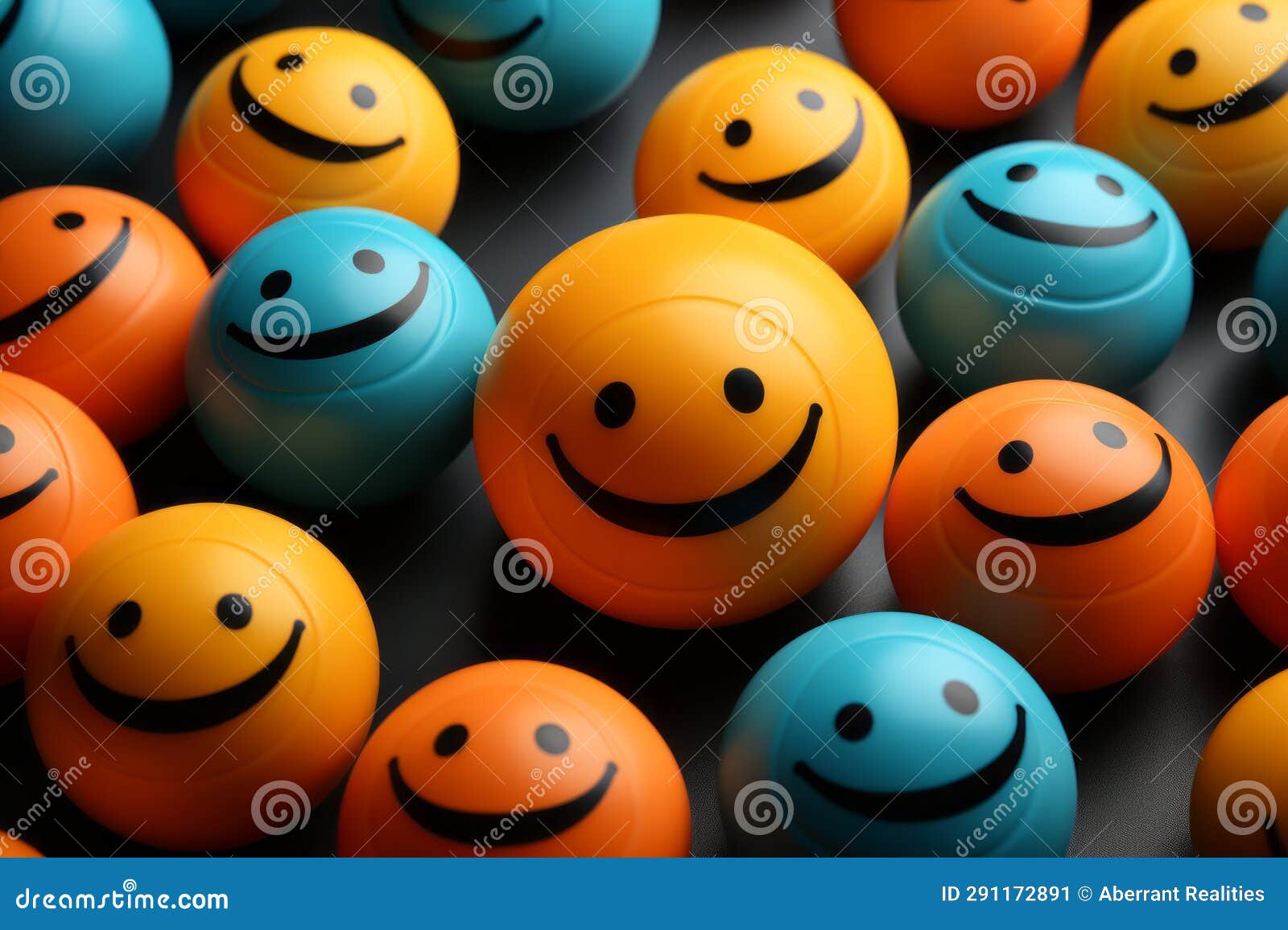 A Group of Colorful Smiley Face Balls on a Black Background Stock ...