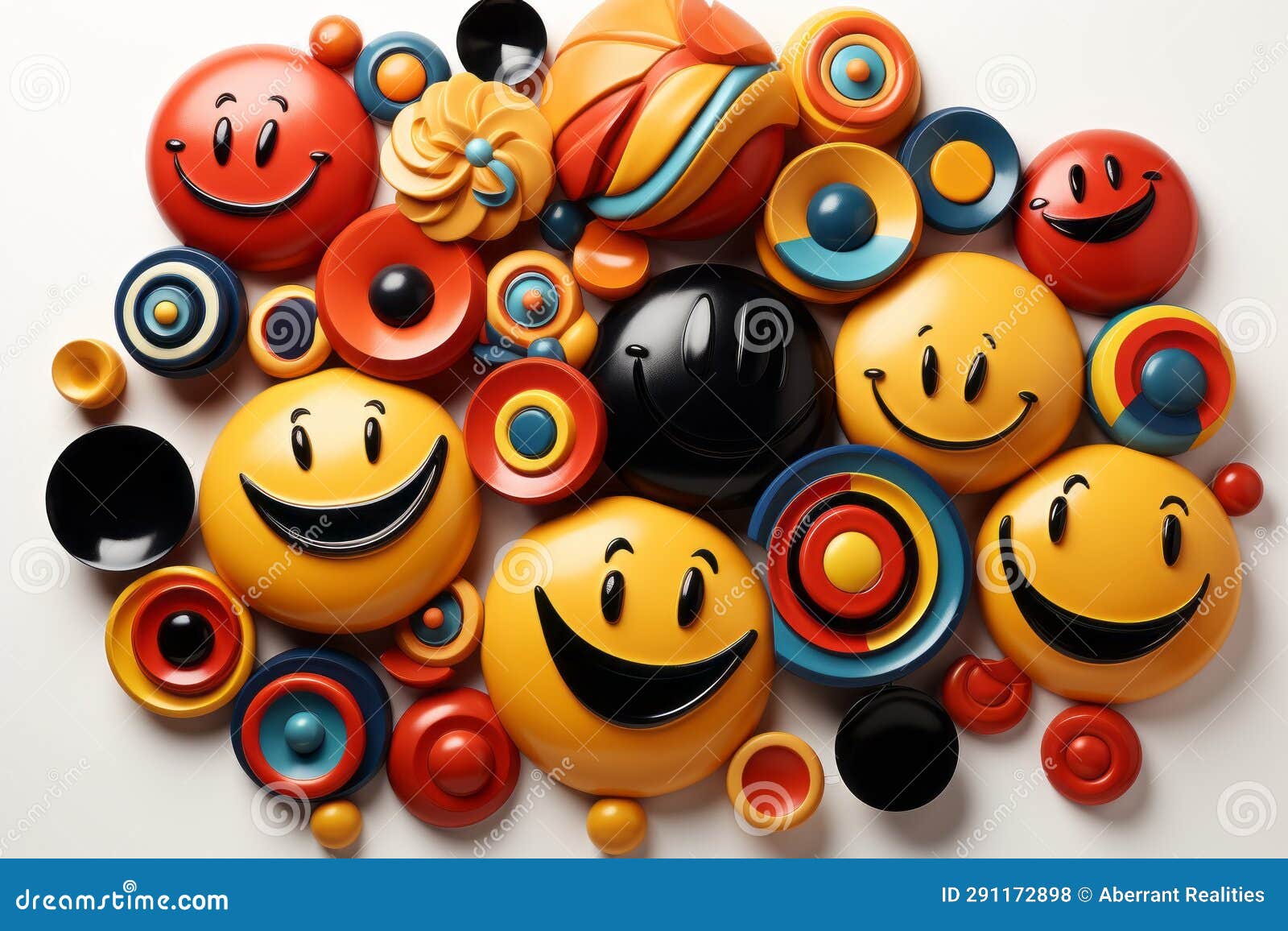 A Group of Colorful Smiley Faces are Arranged on a White Surface Stock ...
