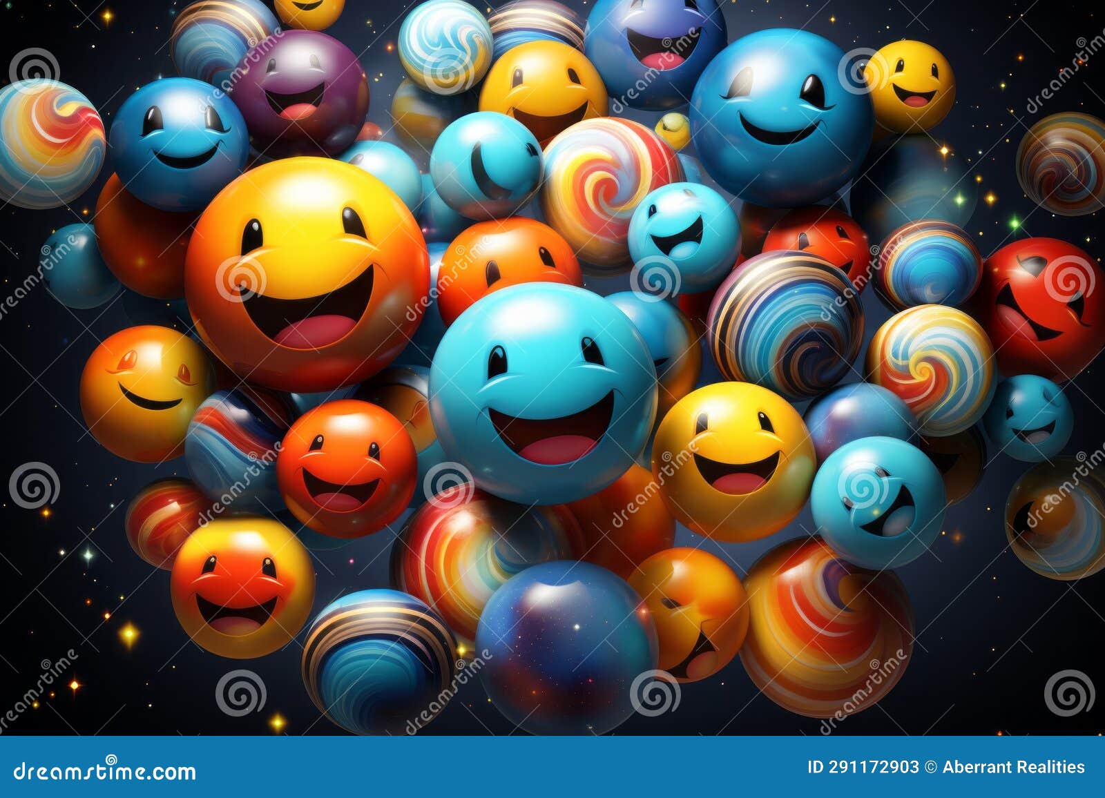A Group of Colorful Smiley Faces are Floating in the Air Stock ...