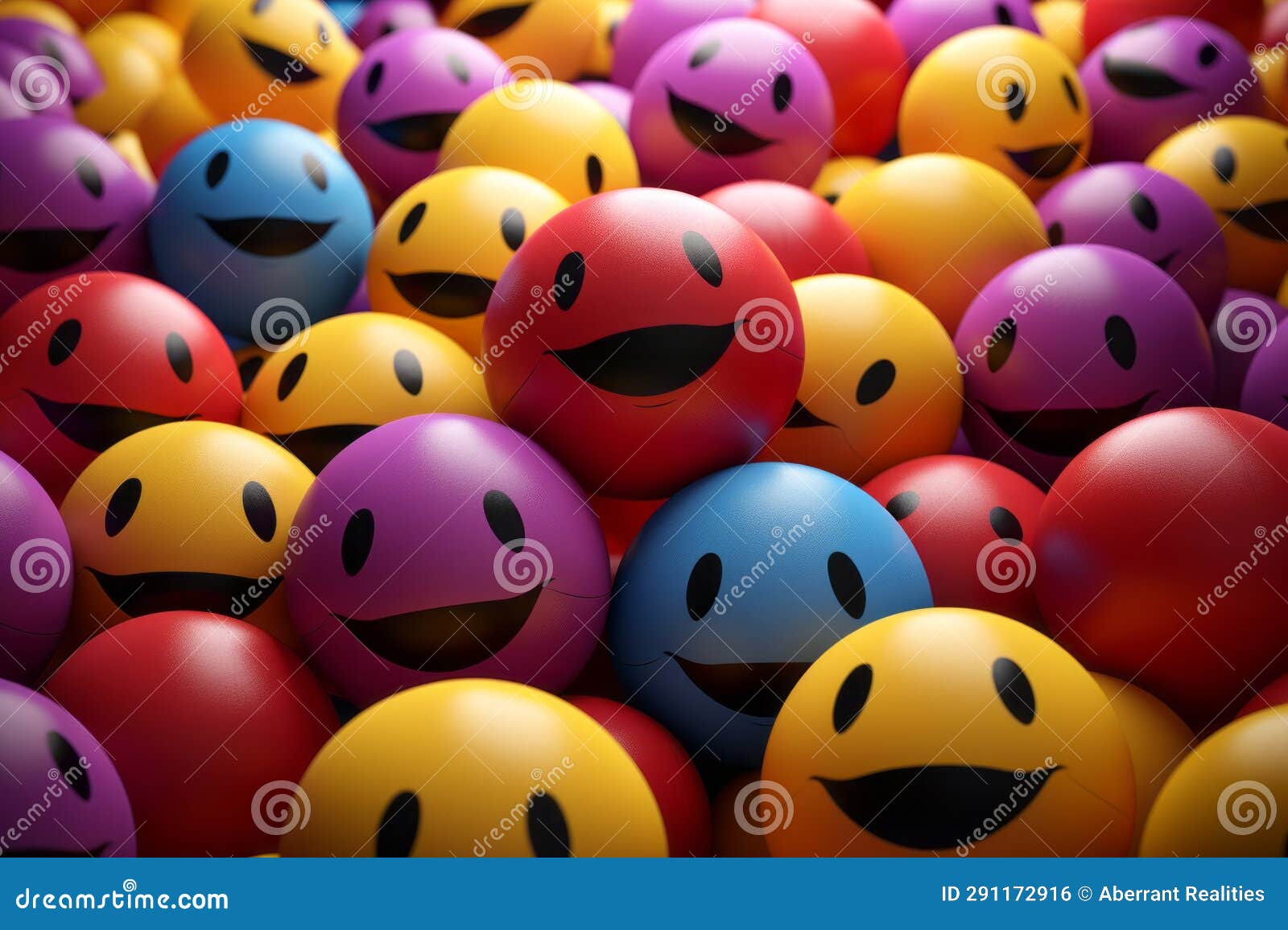 A Group of Colorful Smiley Faces in the Middle of the Ball Stock ...