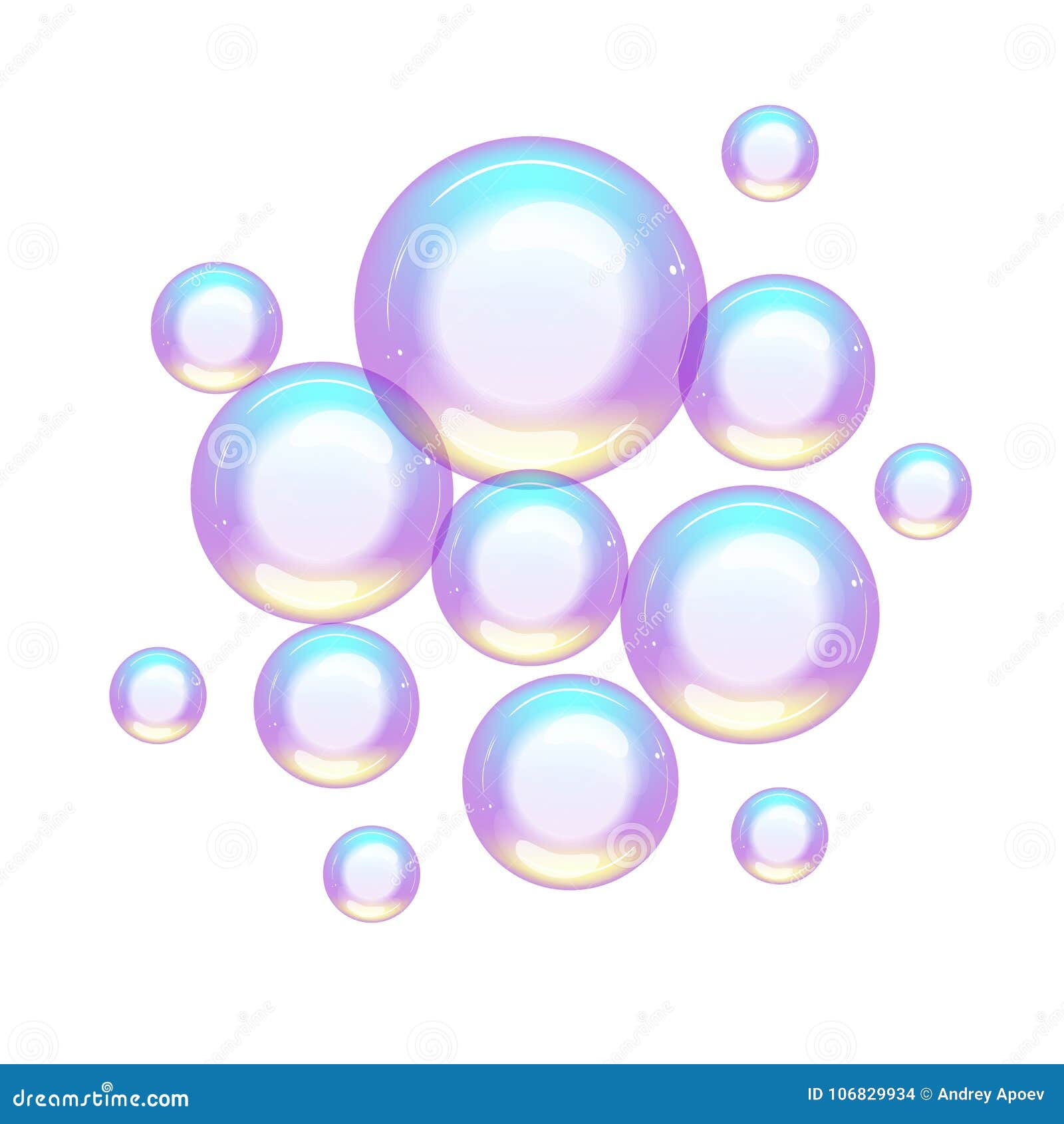 Group of Colorful Soap Bubbles Small and Stock Vector - Illustration of ...