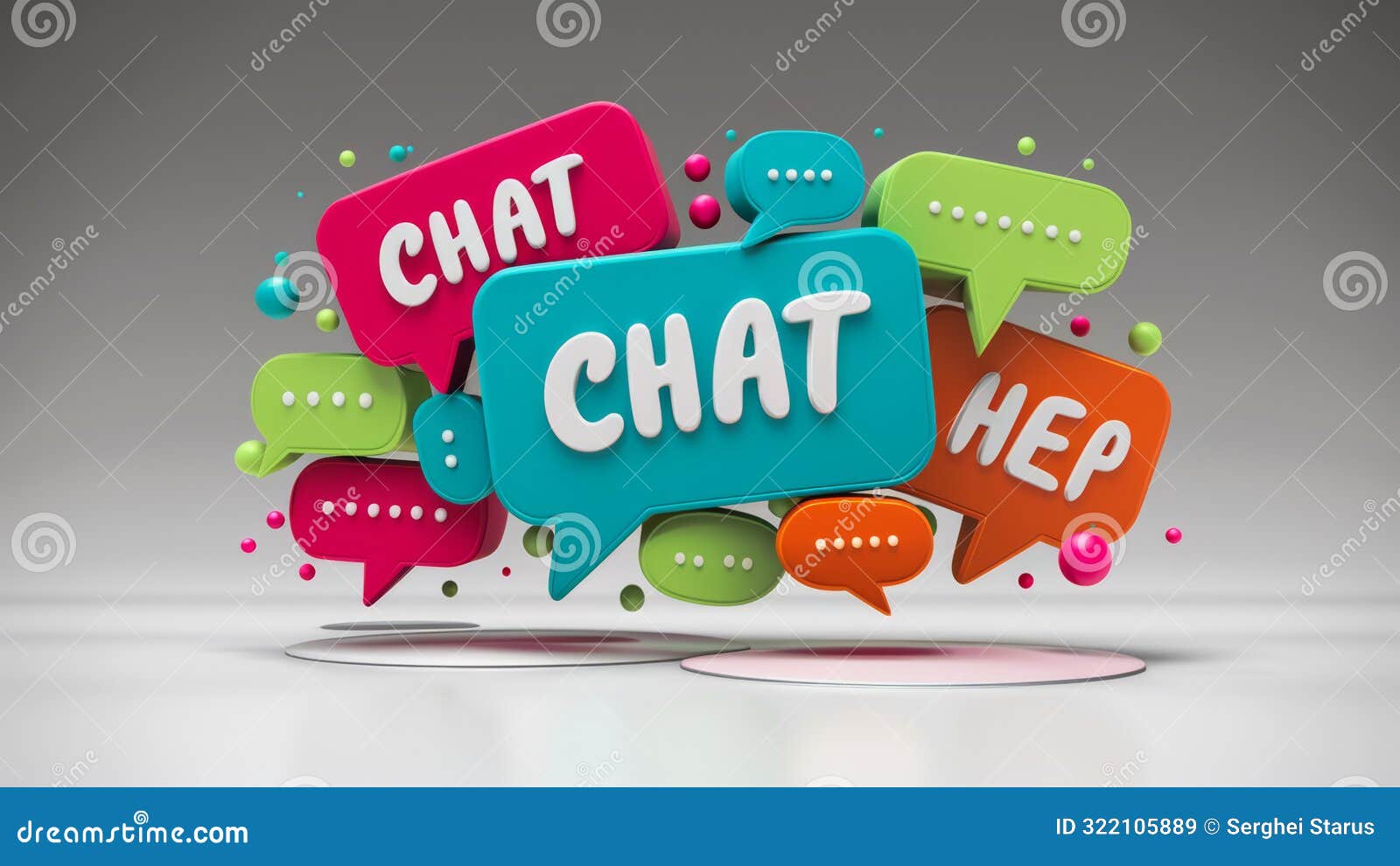 A Group of Colorful Speech Bubbles with the Word Chat and Help, AI ...