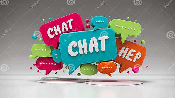 A Group of Colorful Speech Bubbles with the Word Chat and Help, AI ...