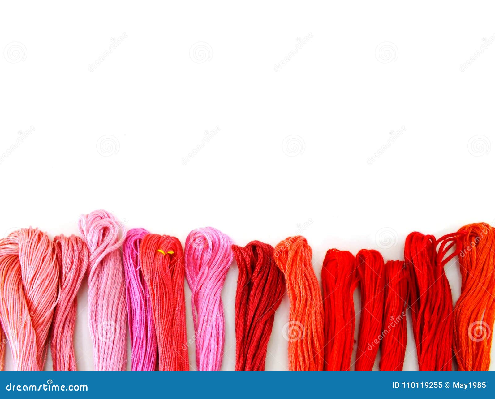 Group of Colorful Spools of Sewing Thread Top View on White Background ...