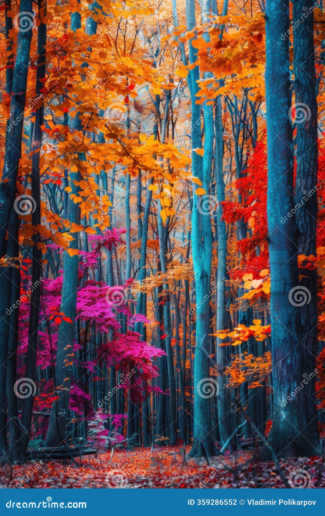 A Group of Colorful Trees Standing Tall in a Forest Environment Stock ...