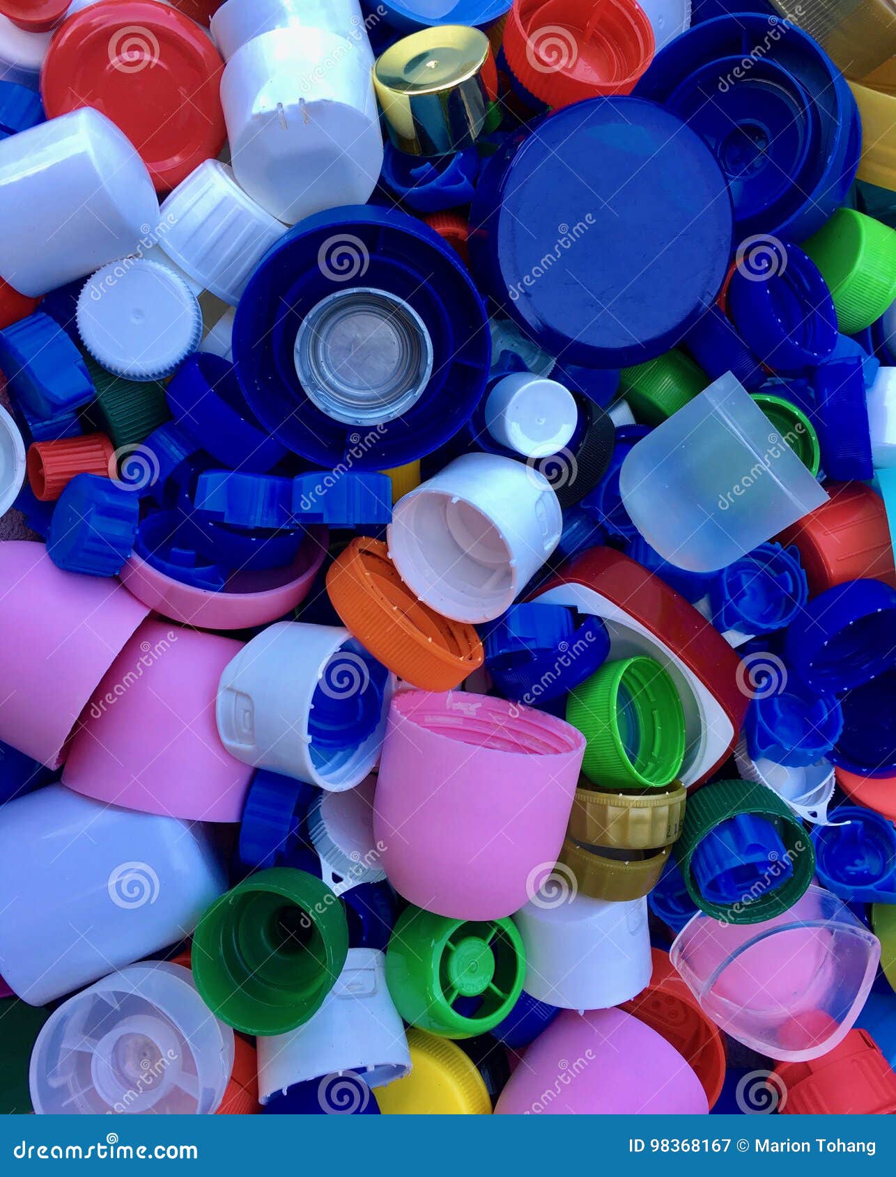 Group of Colorful and Used Plastic Cover for Recycling Stock Image ...