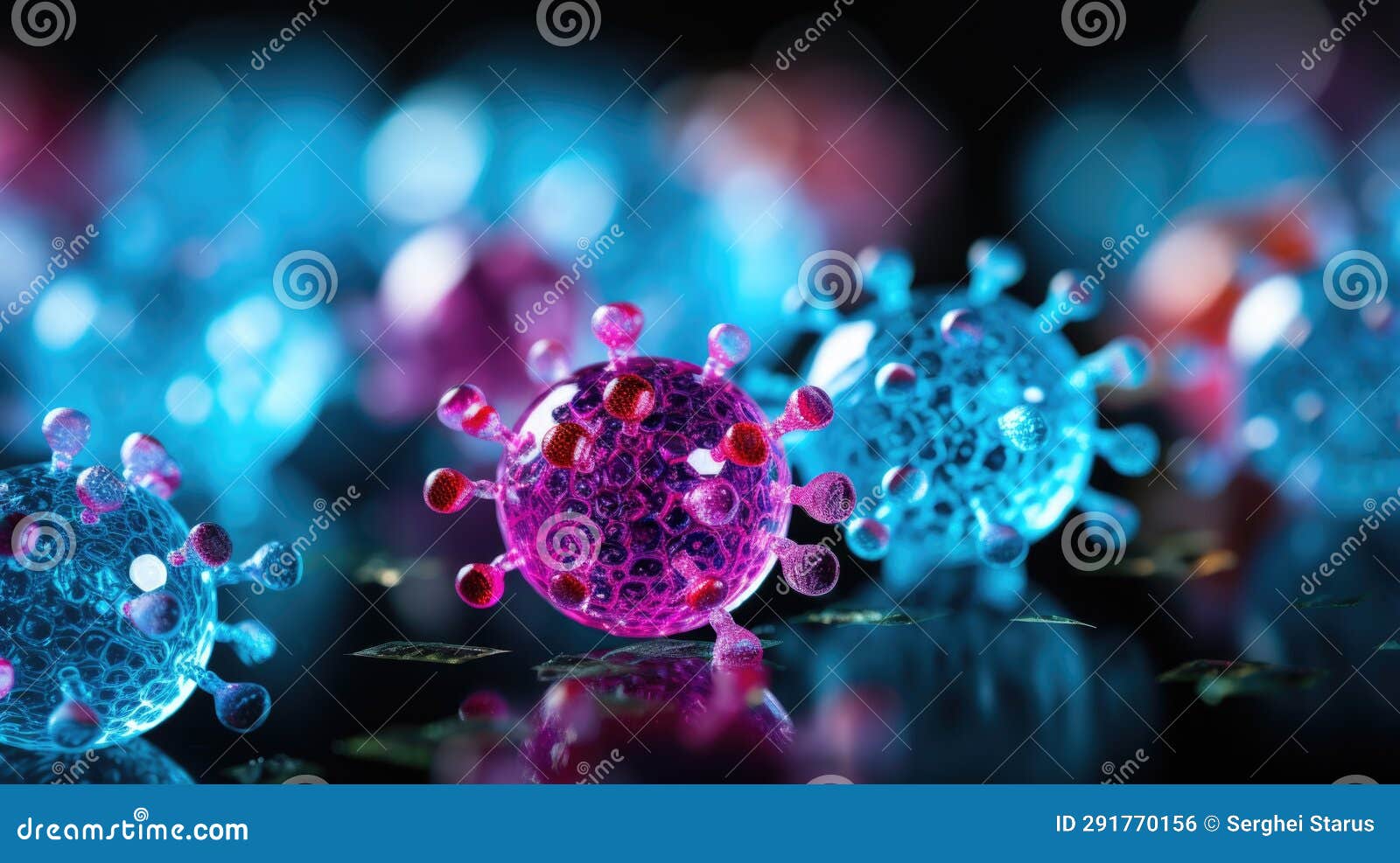 A Group of Colorful Viruses on a Black Surface, AI Stock Illustration ...