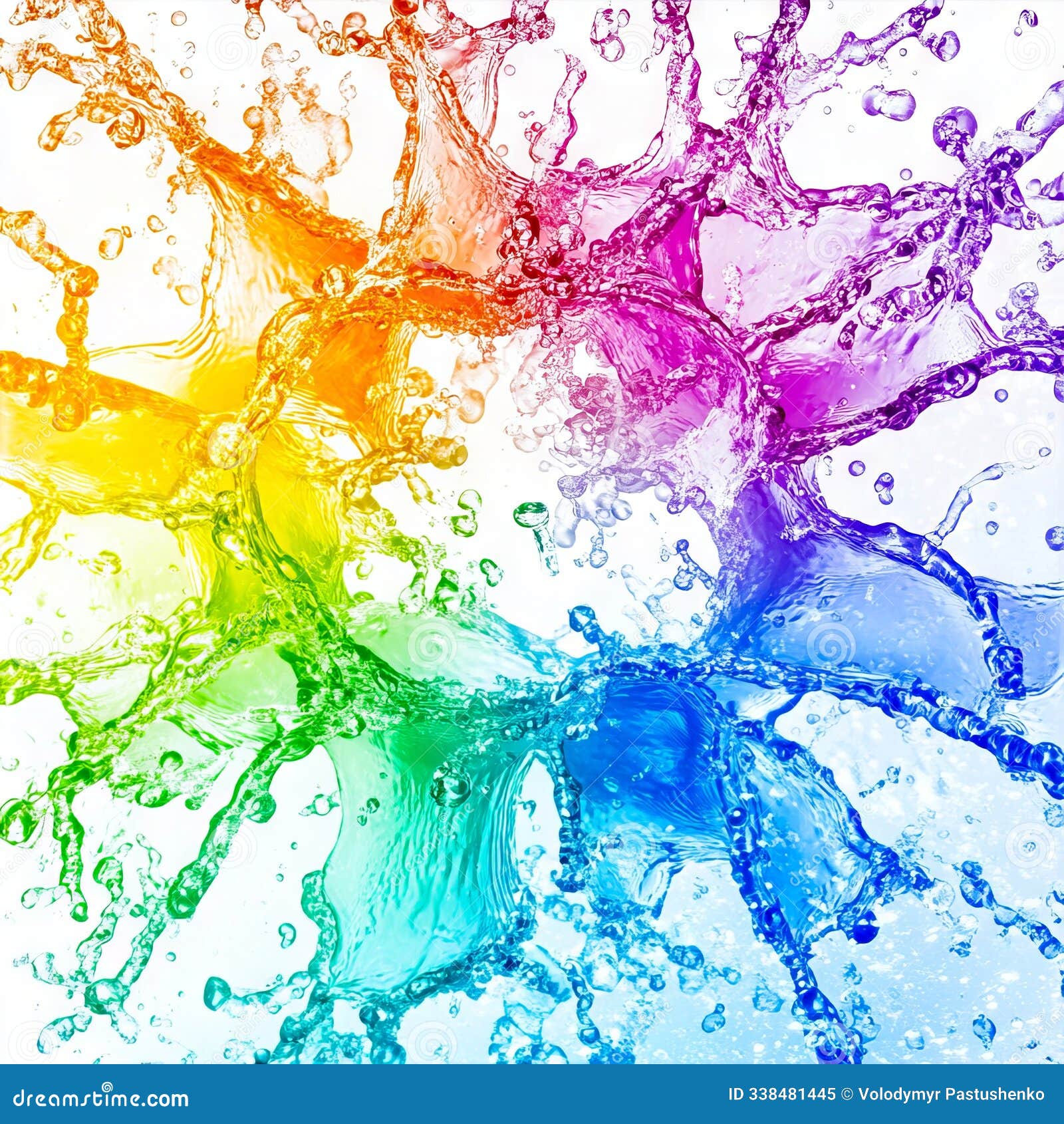 A Group of Colorful Water Splashes on a White Background Stock Image ...