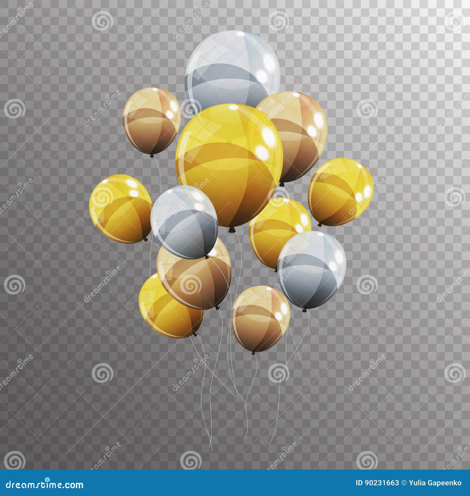 Group of Colour Glossy Helium Balloons on Transparent B Stock Vector ...