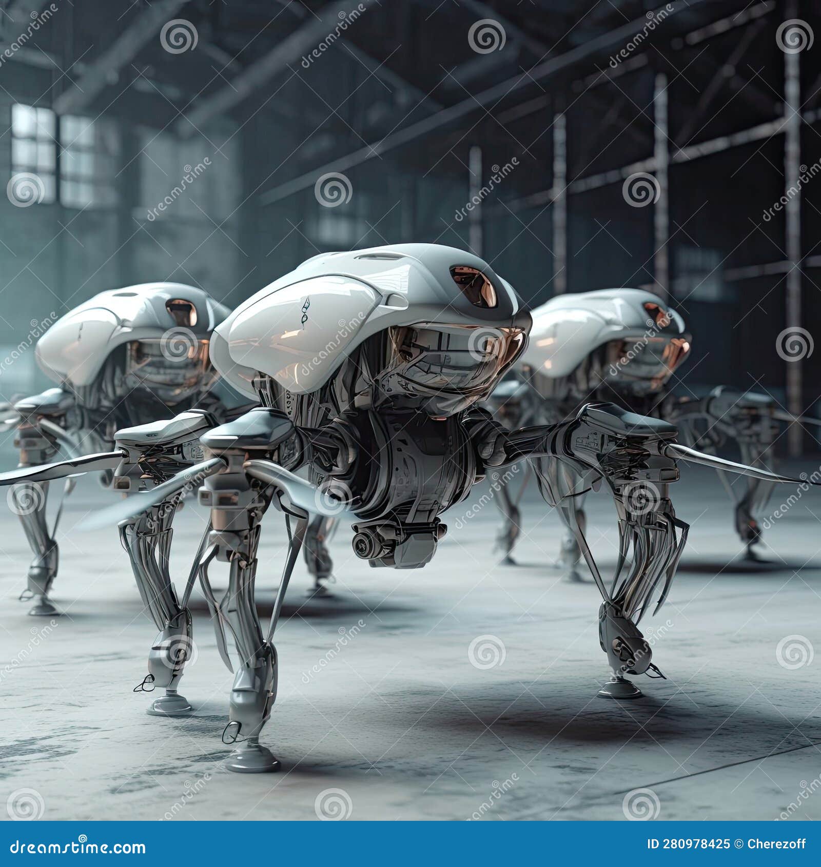 A group of combat robots stock illustration. Illustration of scifi ...