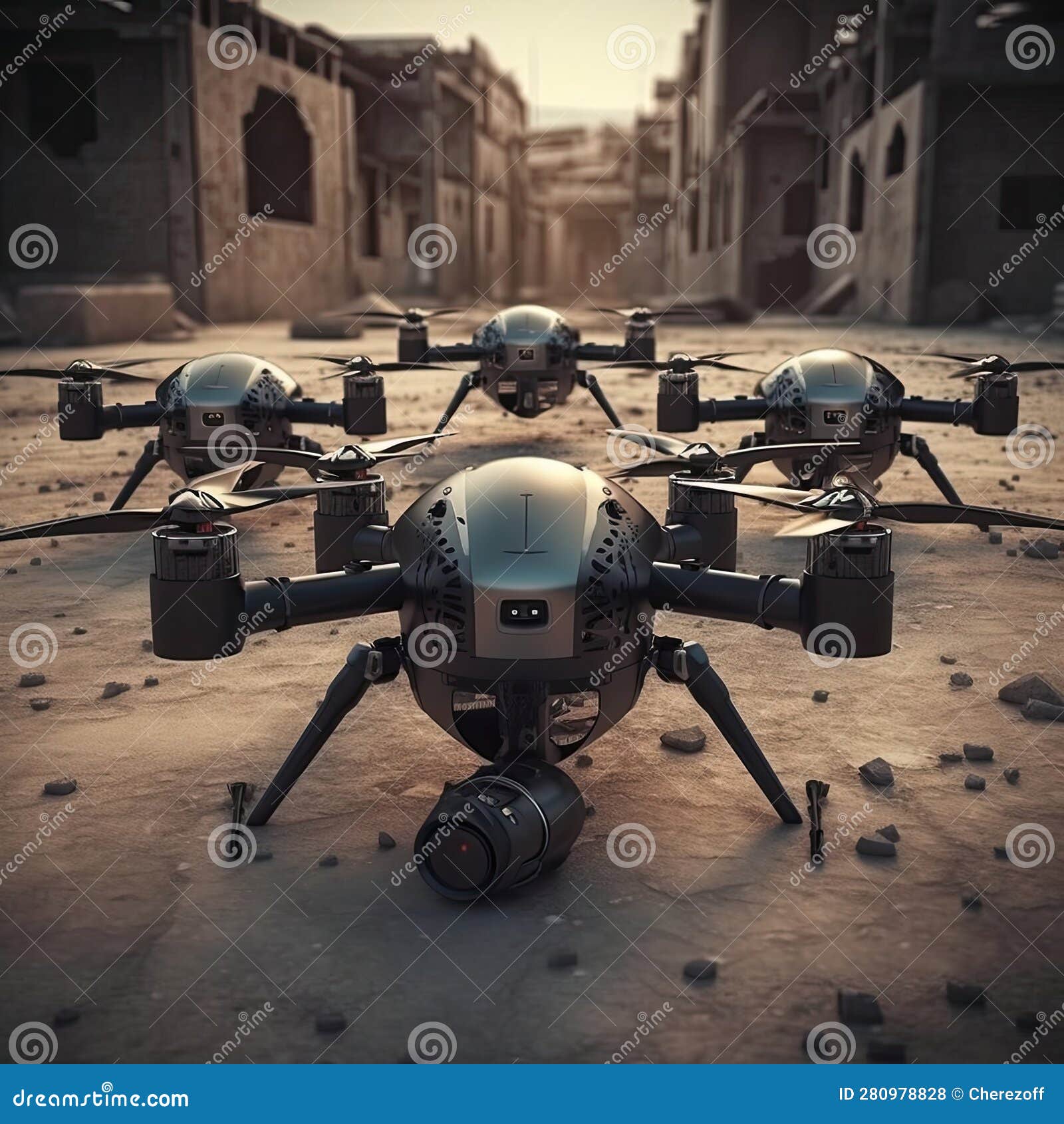 A group of combat robots stock illustration. Illustration of scifi ...