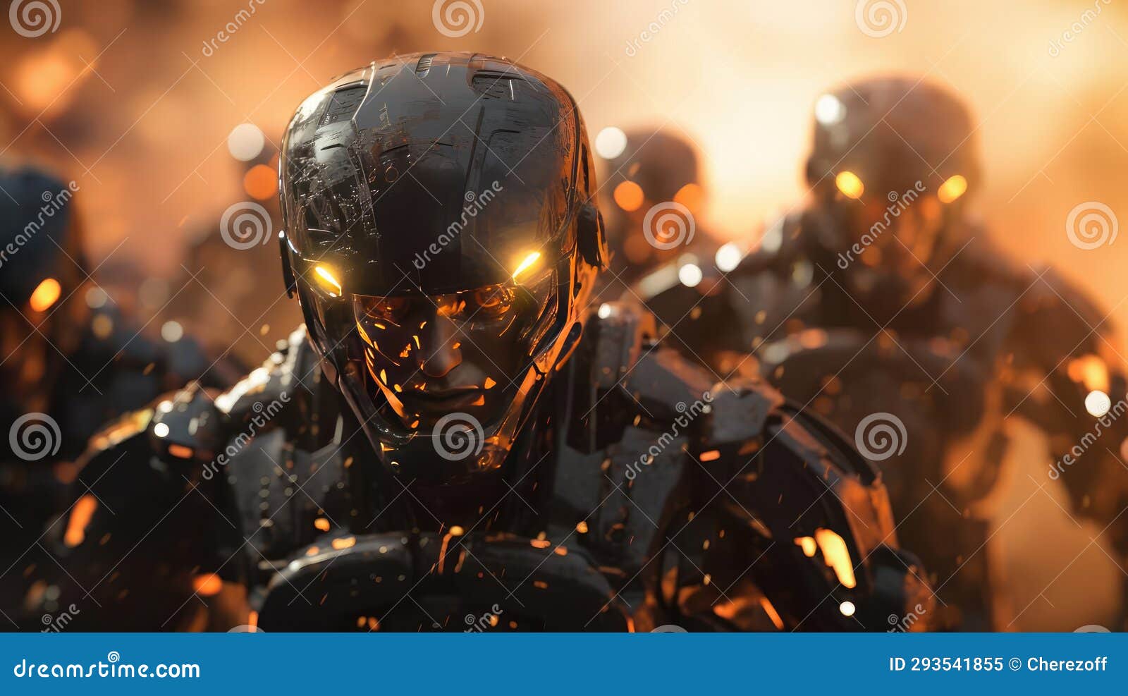 Group of Combat Robots Soldiers Stock Illustration - Illustration of ...