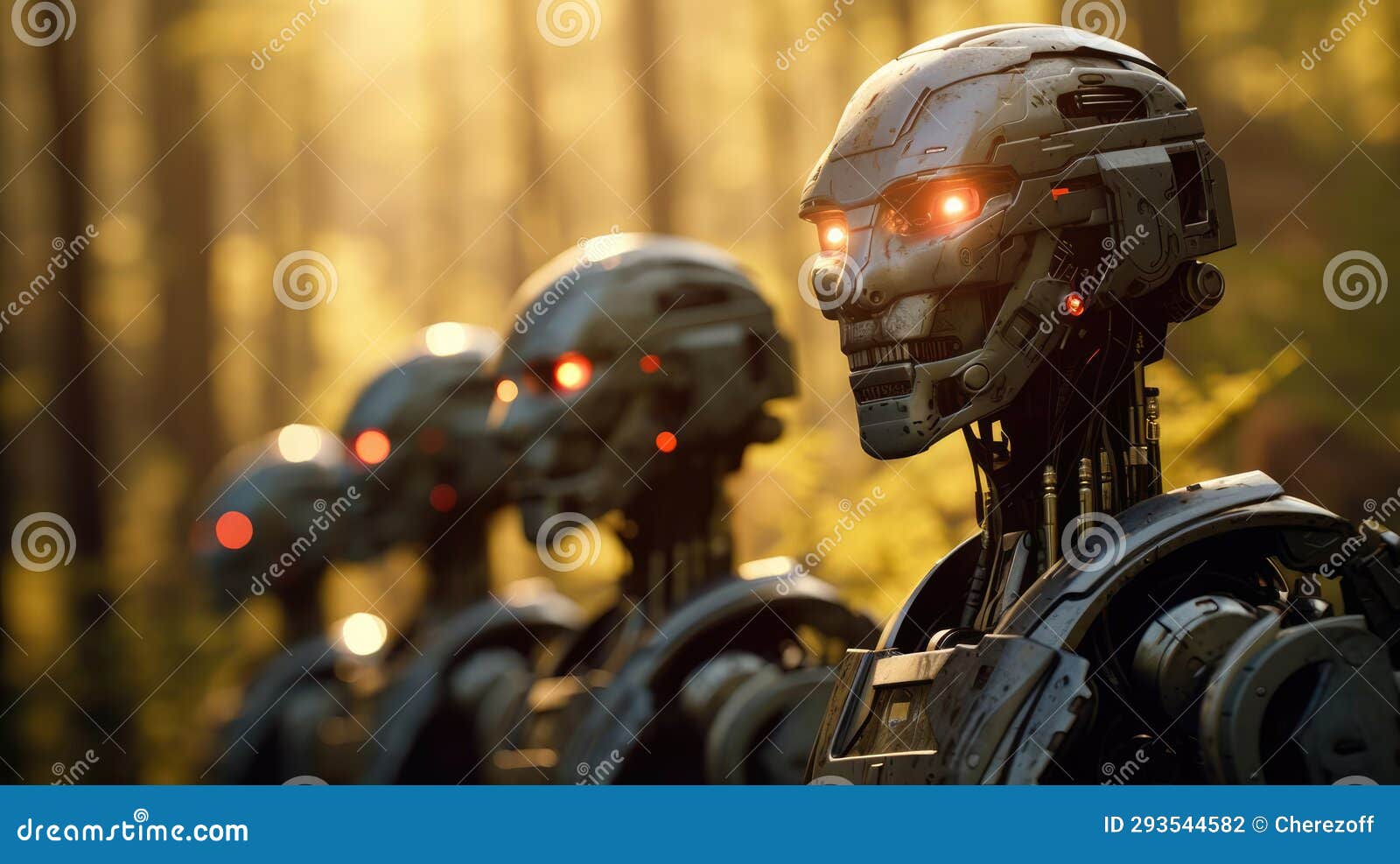 Group of Combat Robots Soldiers Stock Illustration - Illustration of ...