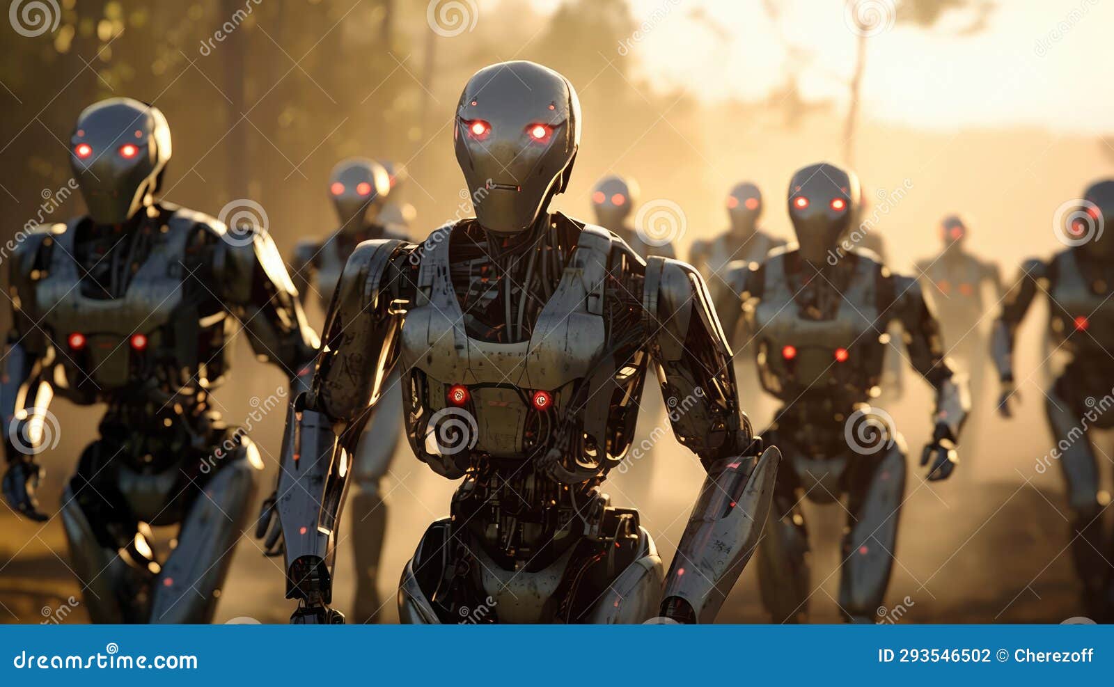 Group of Combat Robots Soldiers Stock Illustration - Illustration of ...