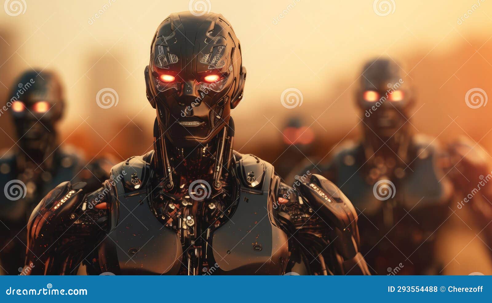 Group of Combat Robots Soldiers Stock Illustration - Illustration of ...