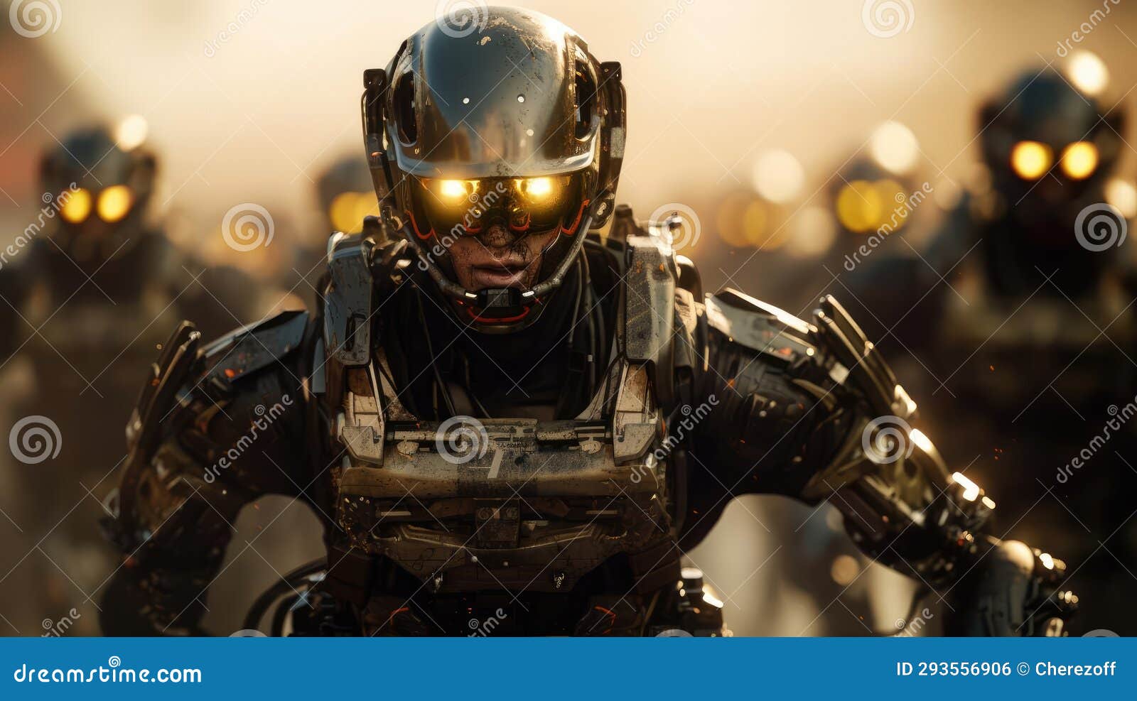 Group of Combat Robots Soldiers Stock Illustration - Illustration of ...