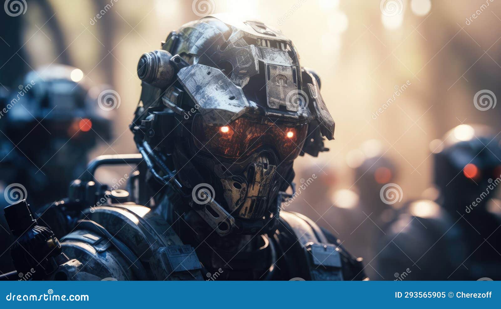 Group of Combat Robots Soldiers Stock Illustration - Illustration of ...