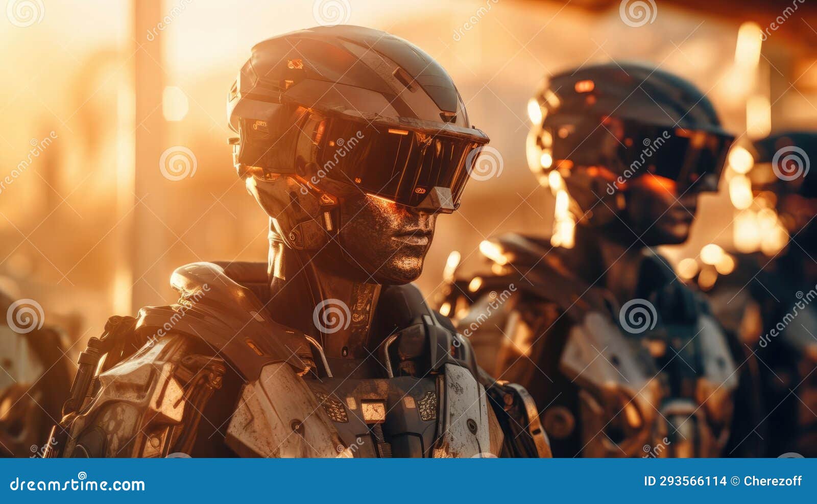 Group of Combat Robots Soldiers Stock Illustration - Illustration of ...