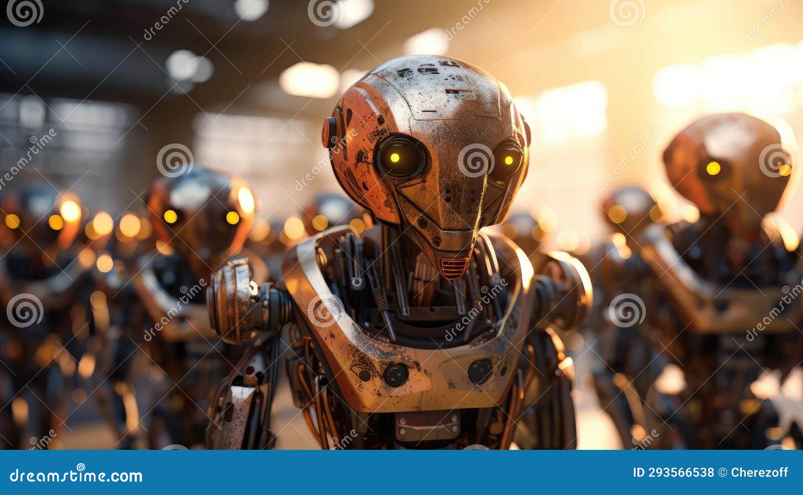 Group of Combat Robots Soldiers Stock Illustration - Illustration of ...